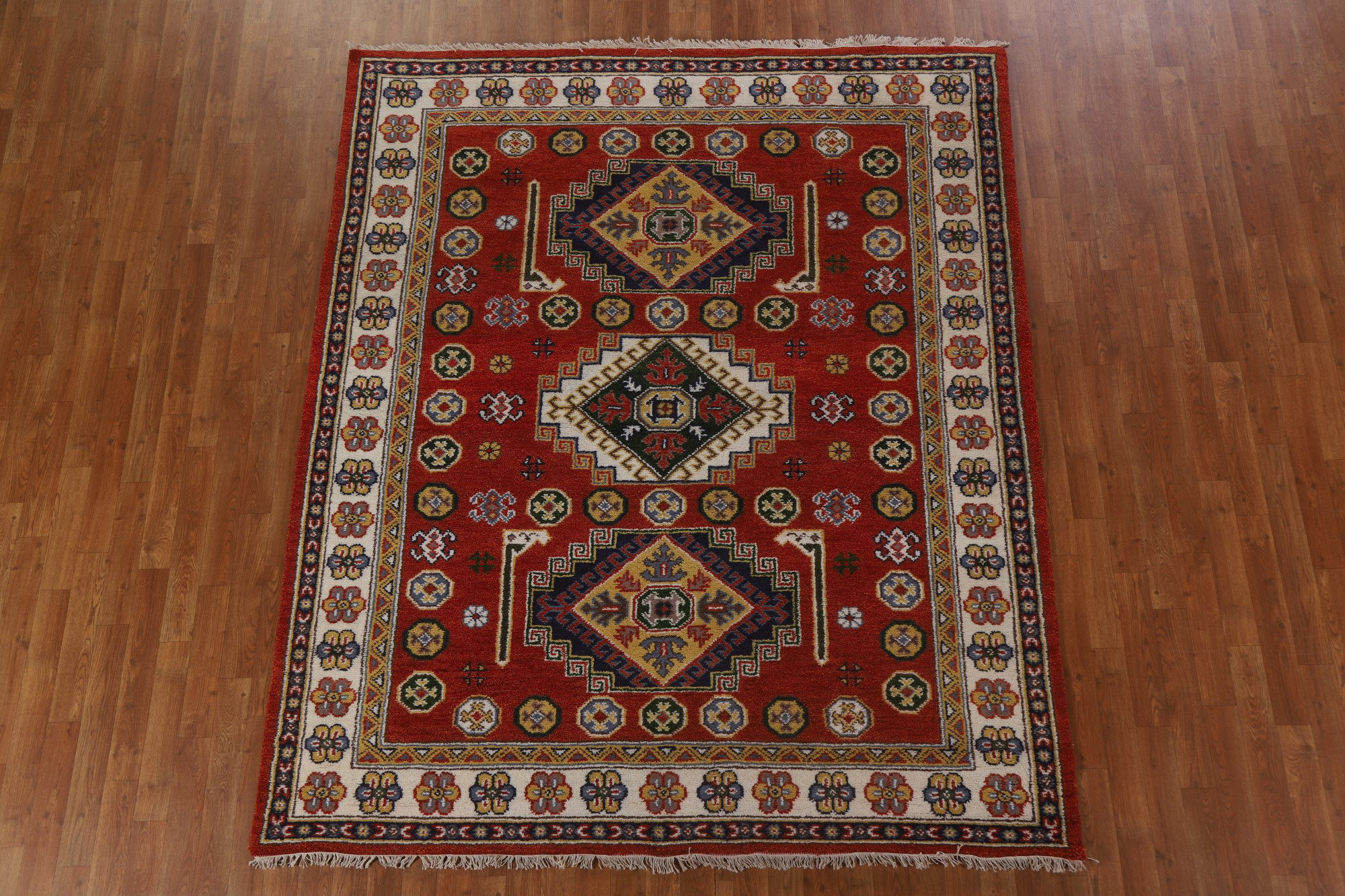 Rugsource Wool Kazak Oriental Area Rug Hand-Knotted 7X8 | Wayfair
