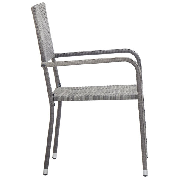 Winston Porter Patio Dining Chairs 2 Pcs Stackable Gray Poly Rattan ...