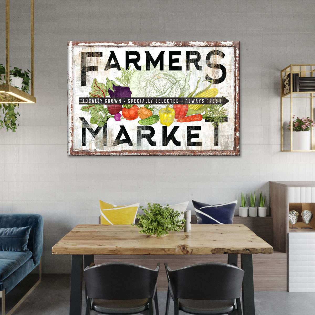 August Grove® Food And Drink Typography Farmers Market Sign Canvas ...