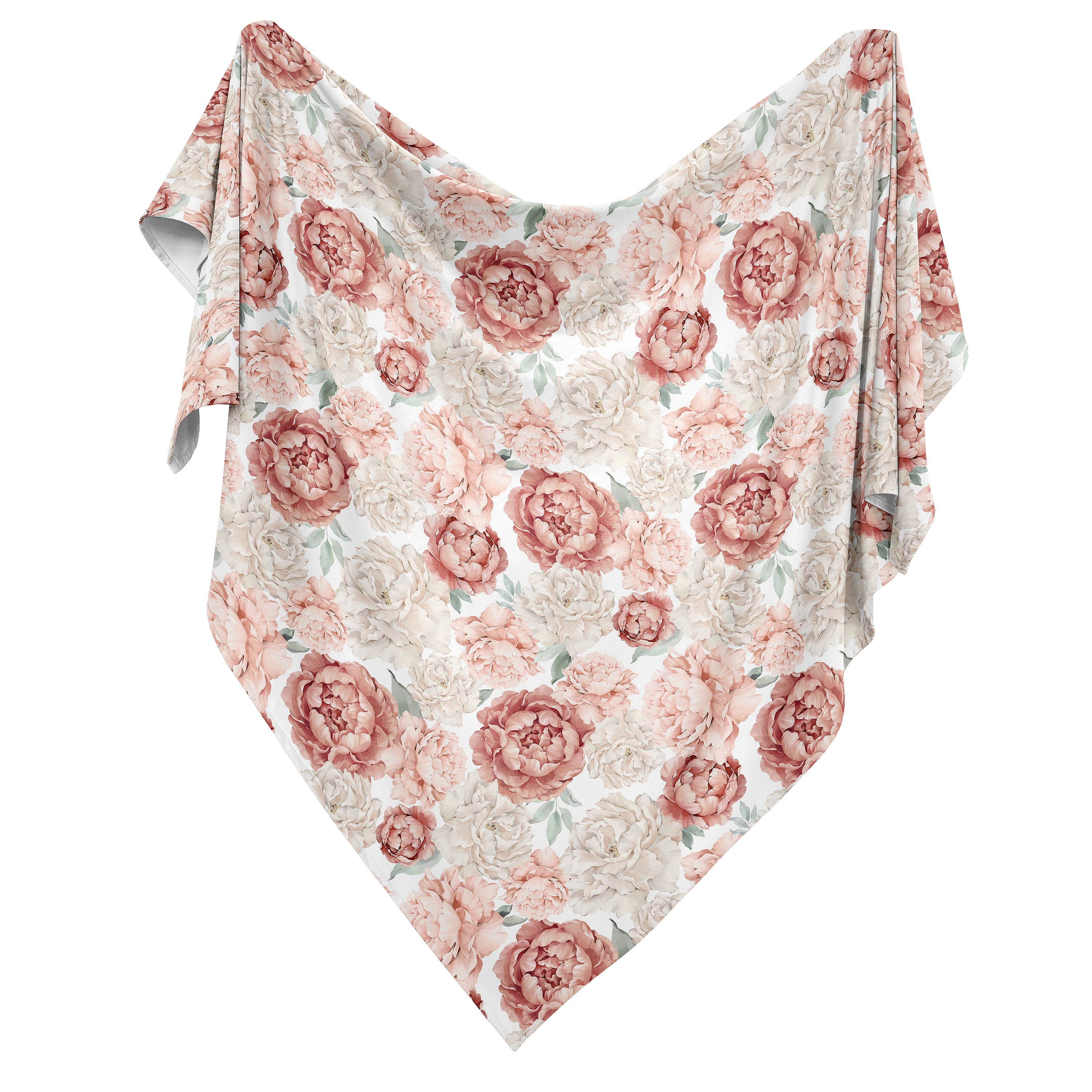 Sweet Jojo Designs Peony Floral Garden Pink and Ivory Baby Swaddle ...