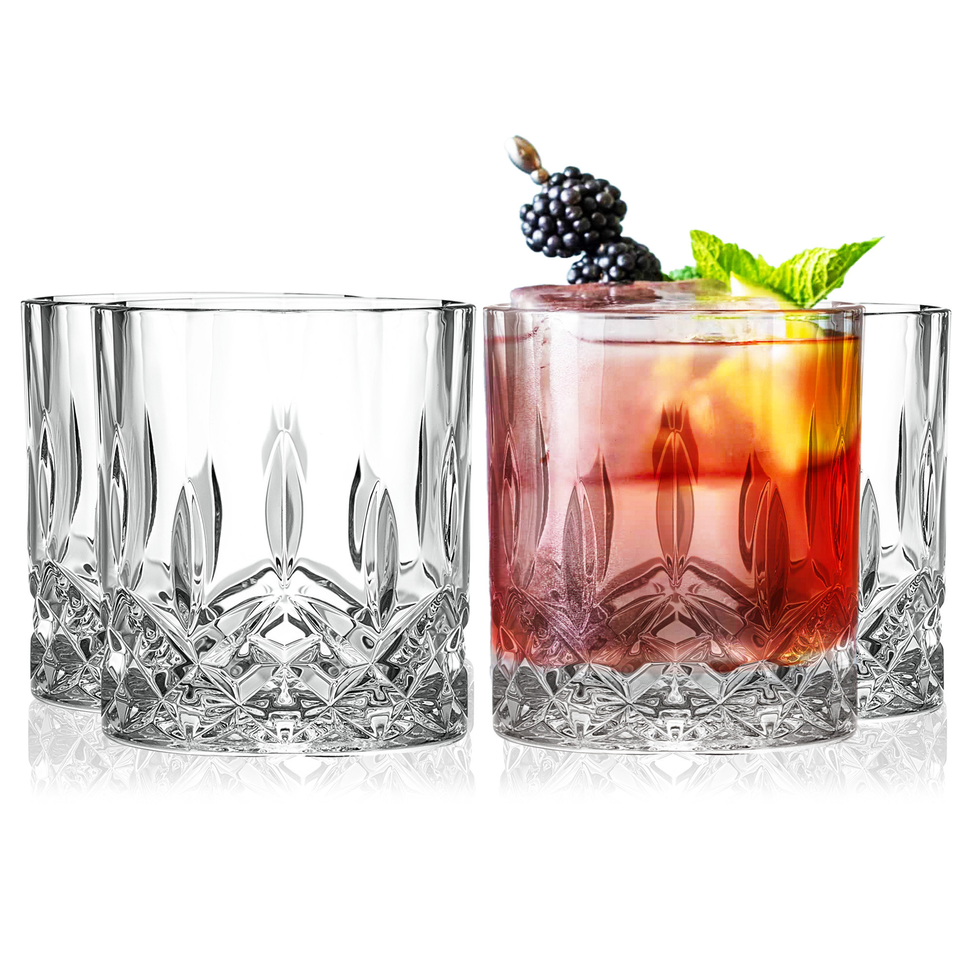 Barski Whiskey Glasses - Double Old Fashioned Rocks Glass - Set of 4 ...