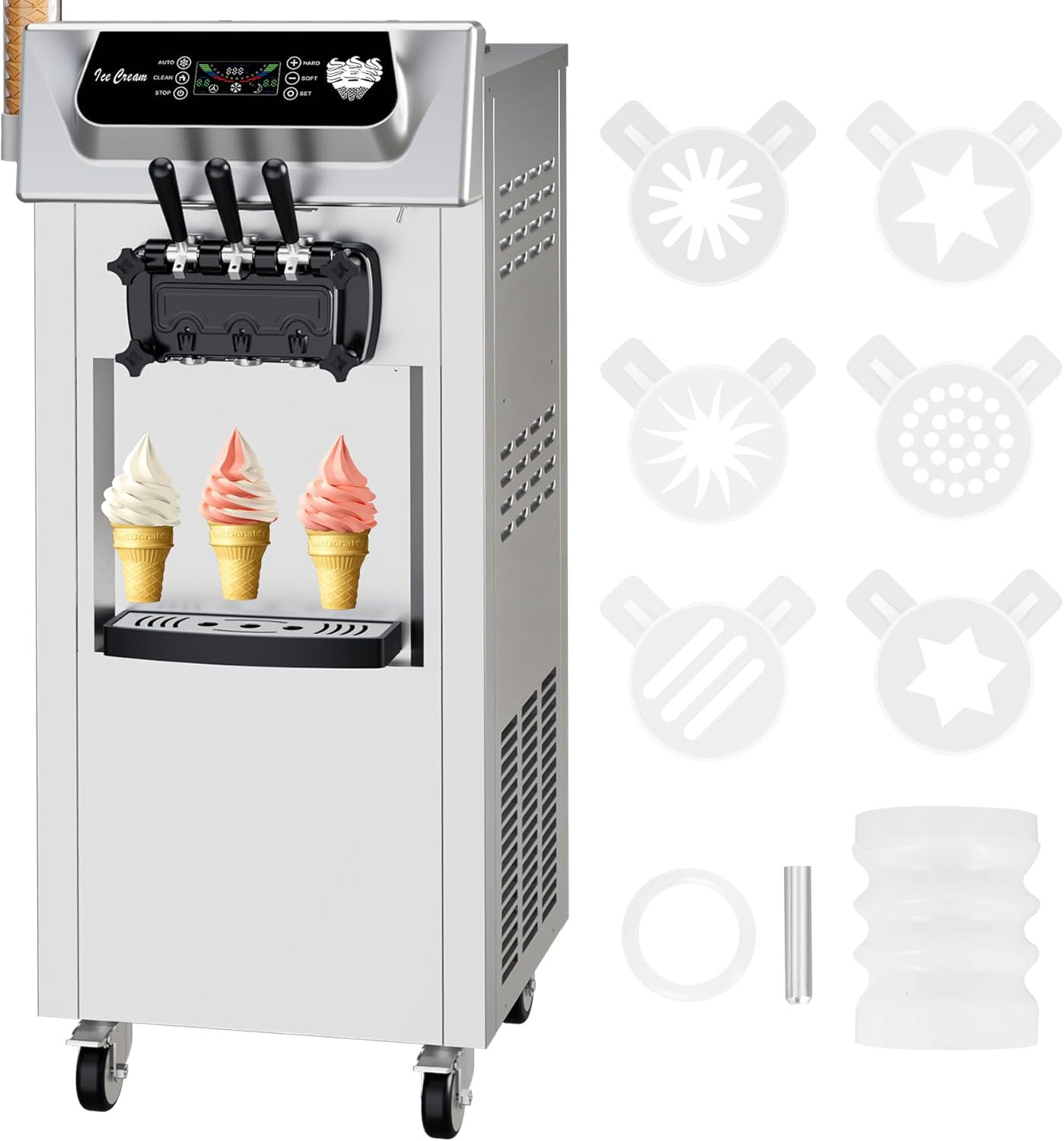 Yesurprise Commercial Ice Cream Machine, 2+1 Flavour Soft Serve Ice ...