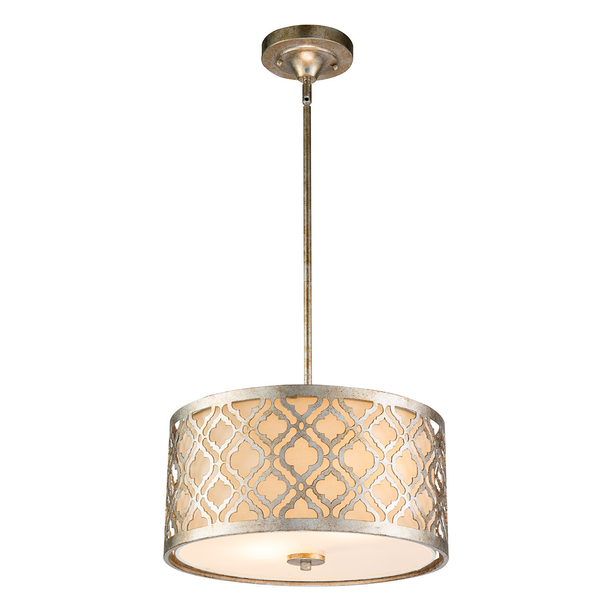 Lucas + McKearn 2 Light Medium Drum Pendant In Distressed Silver ...