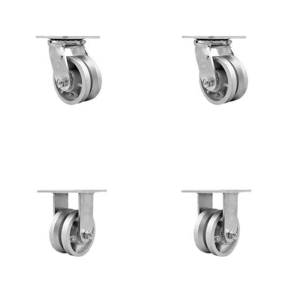 Service Caster 4 Piece V Groove Semi Steel Caster Set with Roller ...