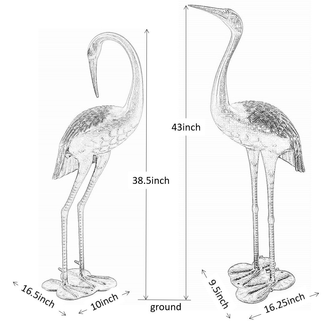 Rosecliff Heights Garden Crane Upright and Preening 2 Piece Statue Set ...