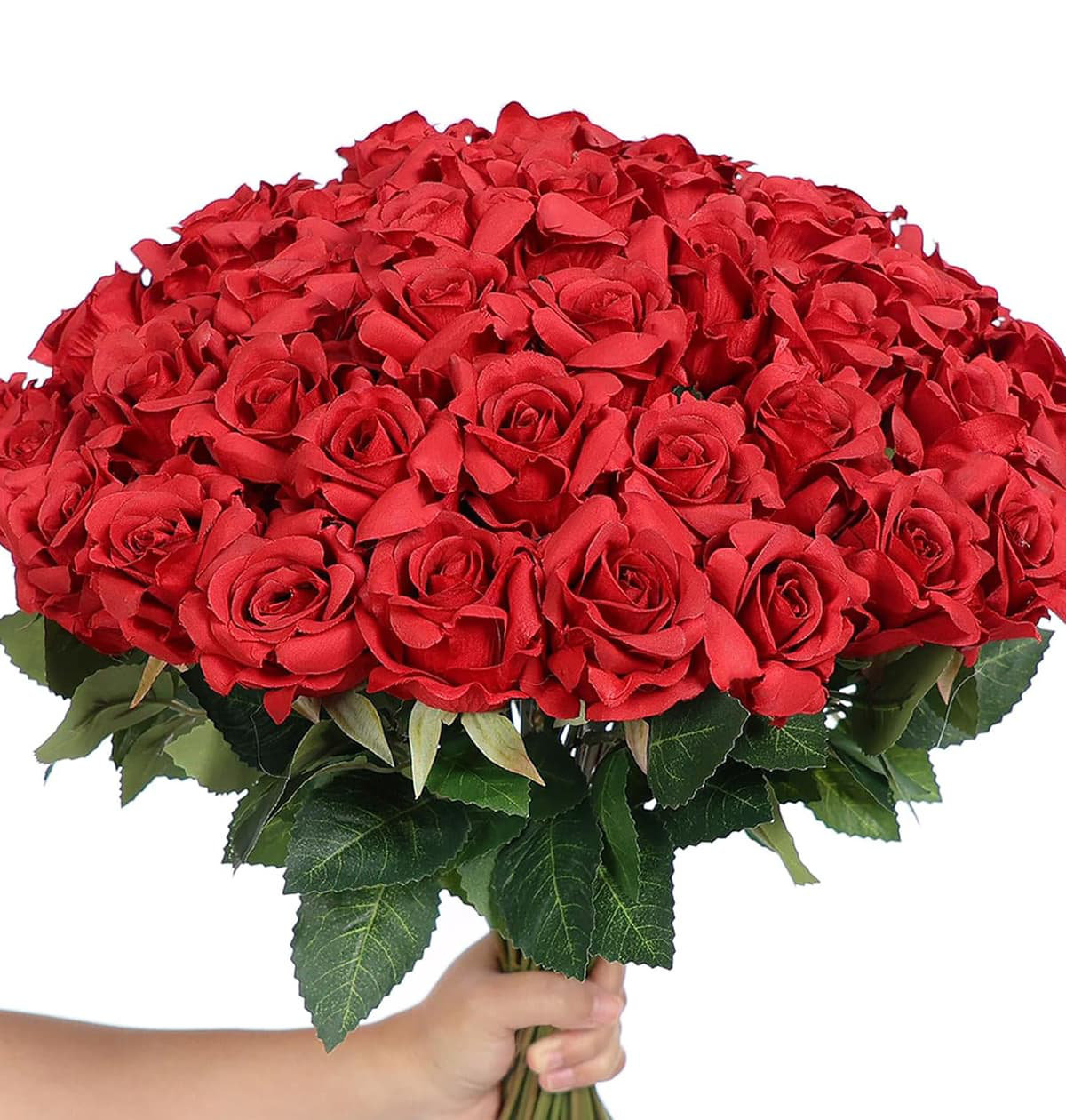 Astoria Grand 60-Piece Bulk Red Artificial Roses - Realistic Silk Rose ...