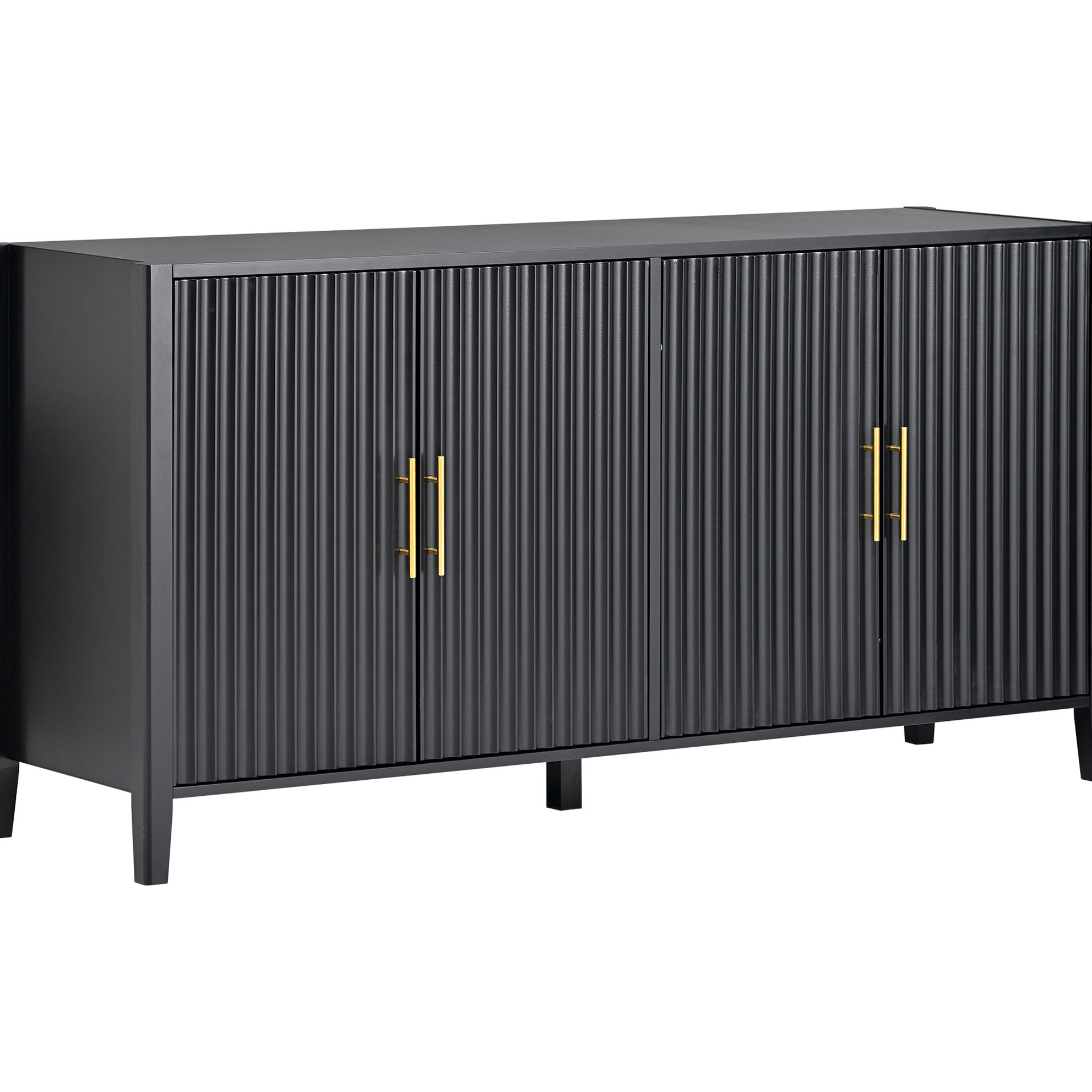 Latitude Run® Black Cabinet With Wave Design, Metal Handles, For ...