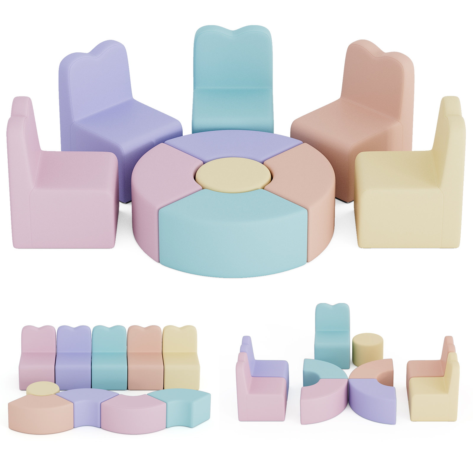 UMOMO Kids Sofa Set, Daycares Chairs For Toddlers Activities, Colorful ...