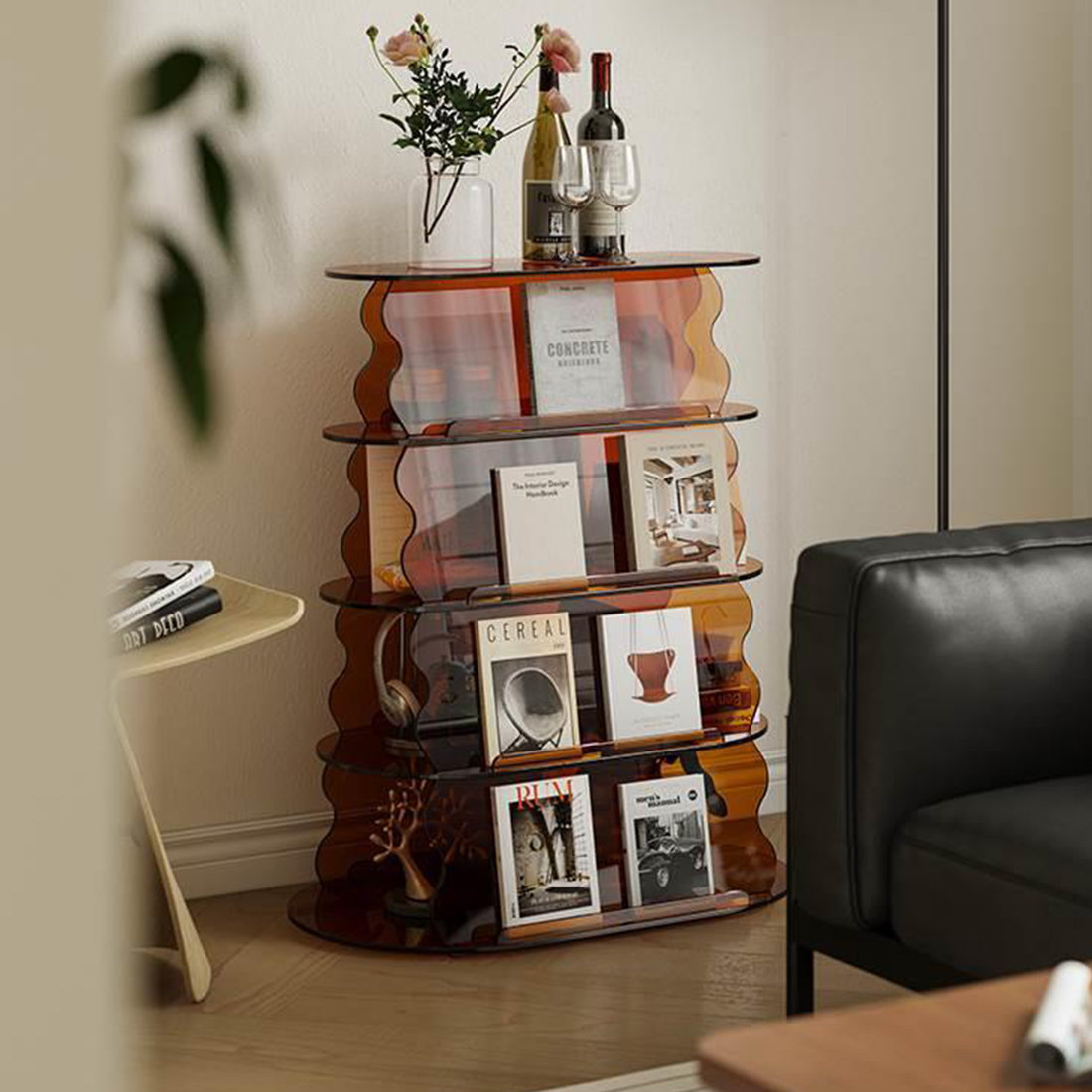 Liu's ink furniture Versatile Acrylic Bookshelf with Wave Design | Wayfair