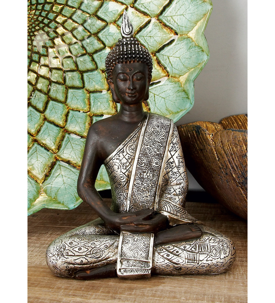 Bungalow Rose Otoe Polystone Meditating Buddha Black Decorative ...