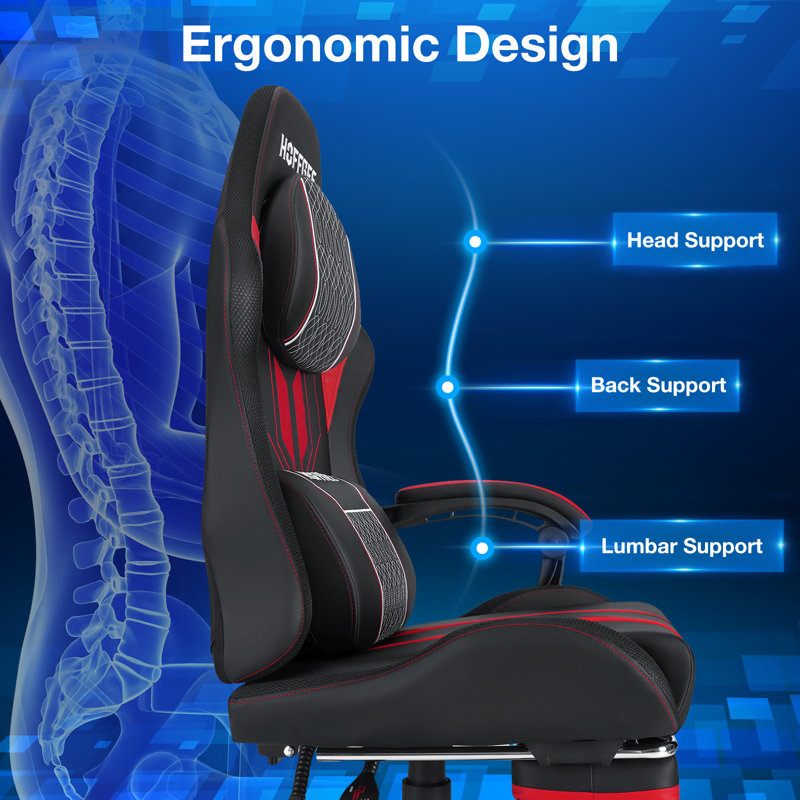 Hoffree Extra Wide Gaming Chair Ergonomic Gaming Chair with Bluetooth ...