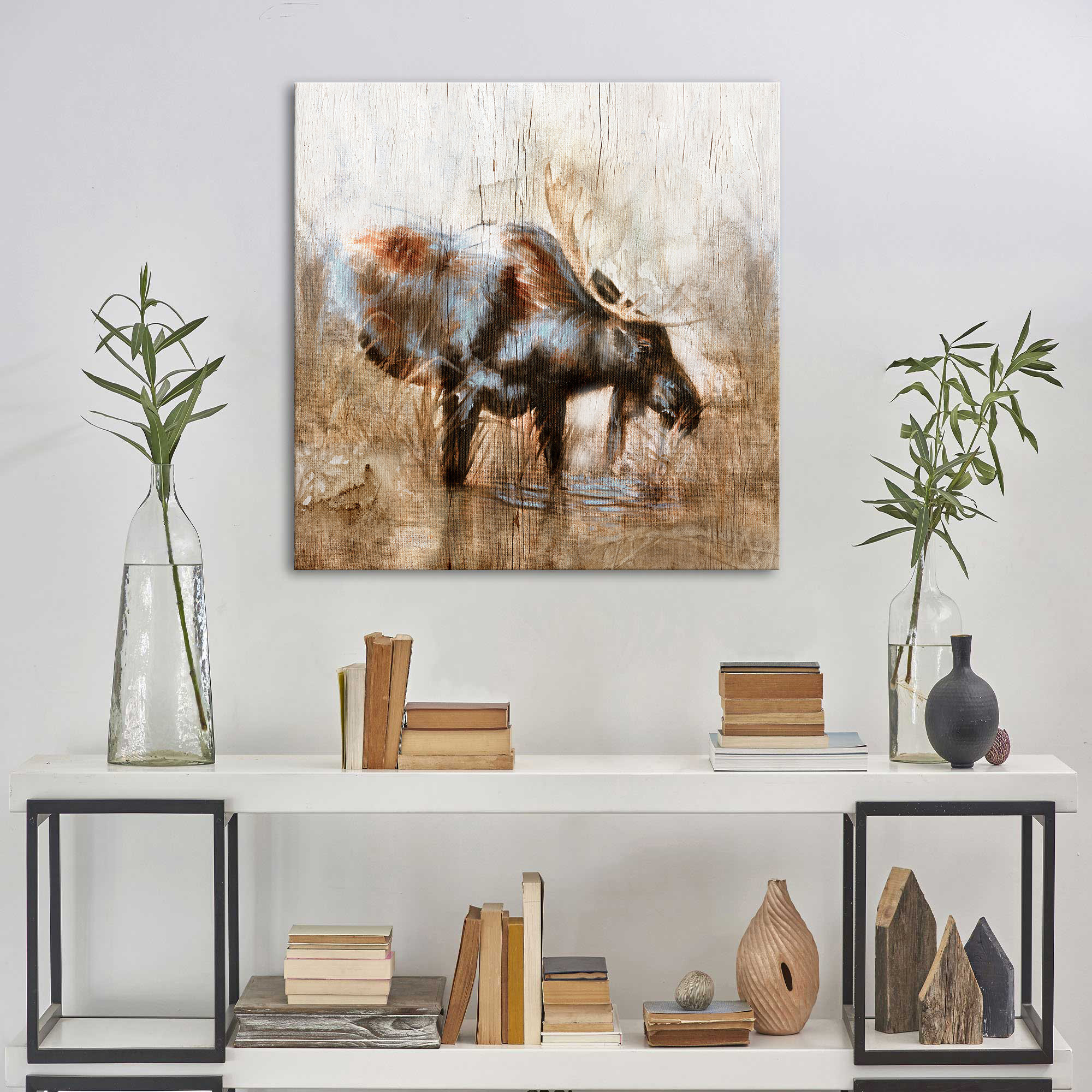 Loon Peak® "Grazing Moose" by Donna Brooks Print on Canvas | Wayfair