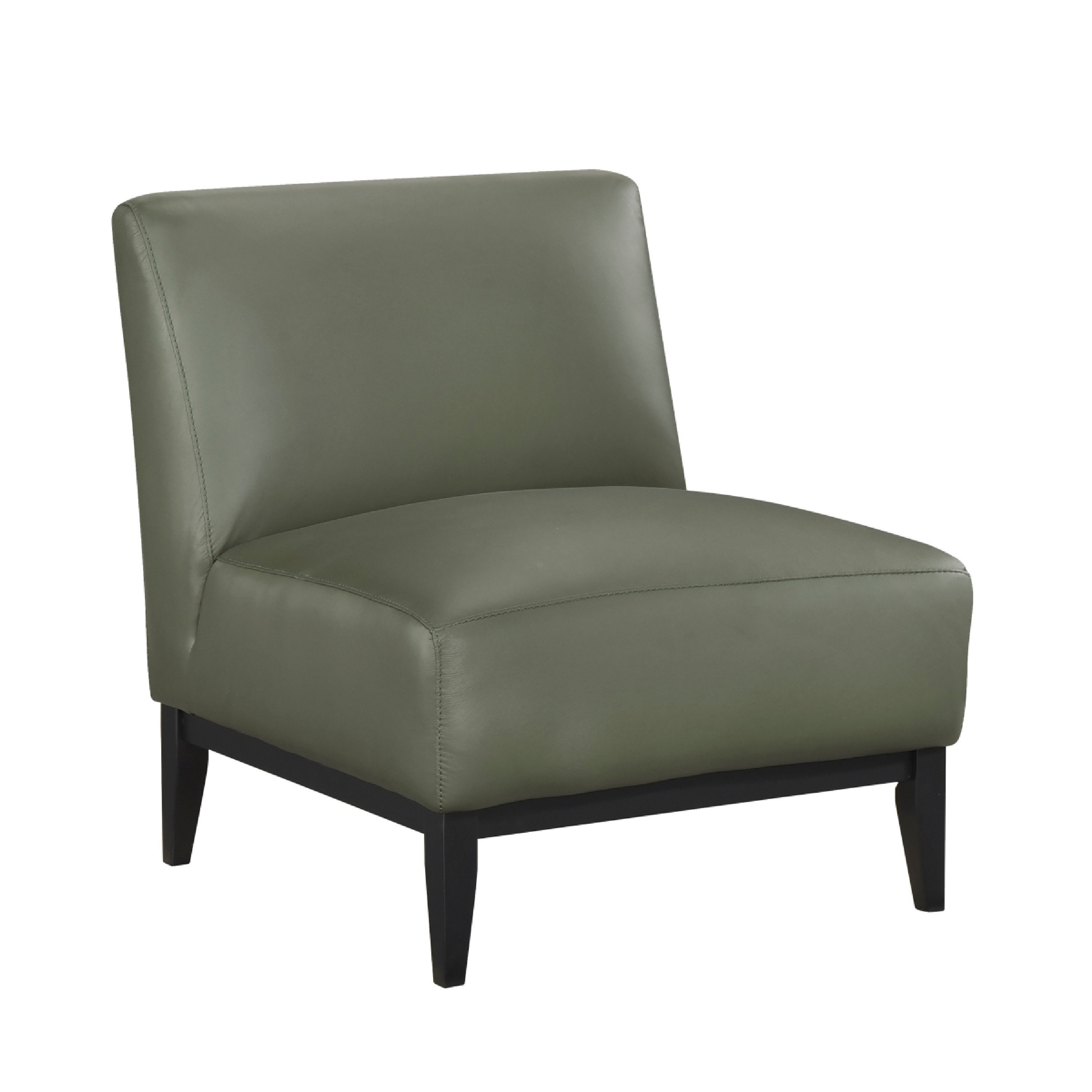 Benjara Poi Armless Slipper Chair, Blue Top Grain Buffalo Leather ...