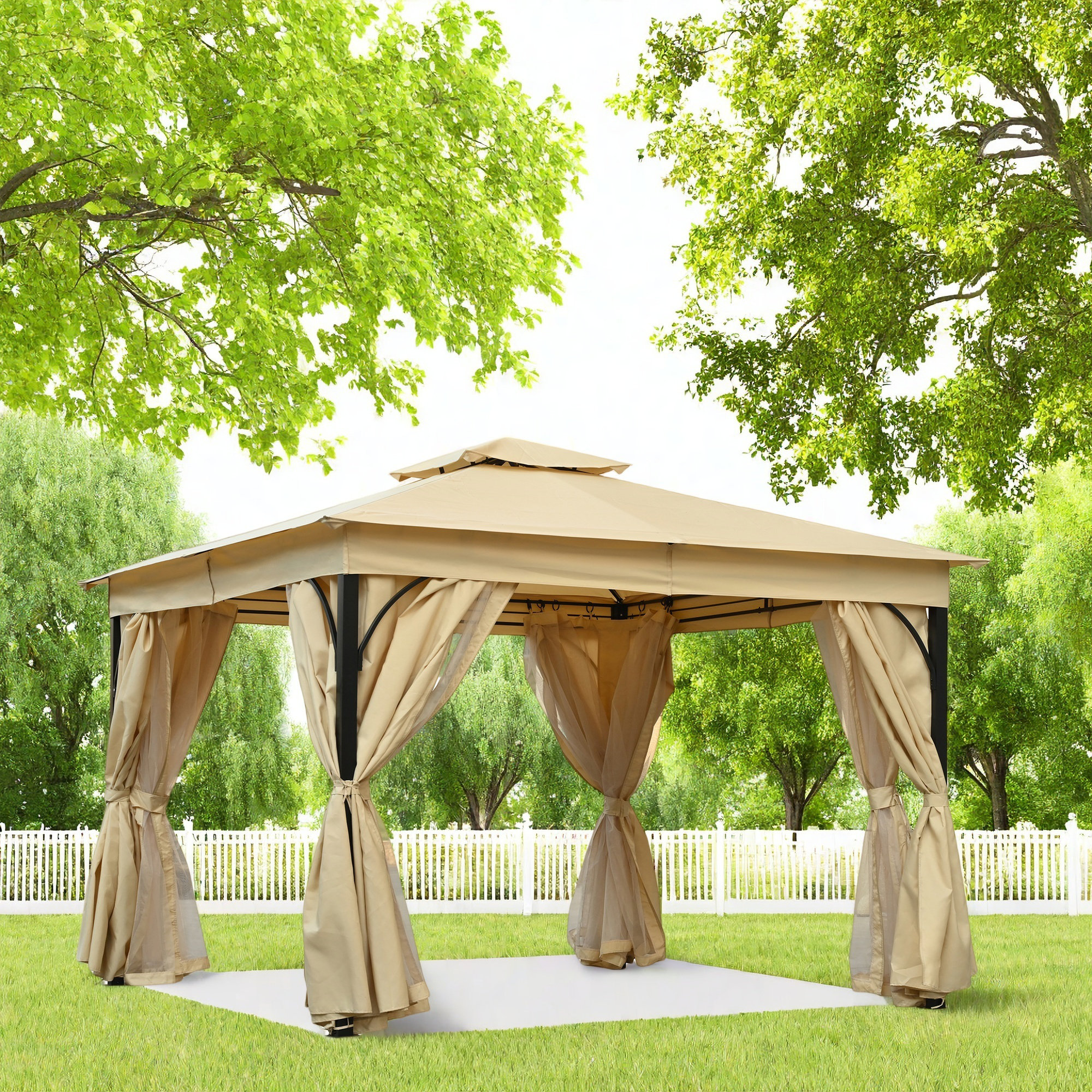 Urbanuniteusa Outdoor Gazebo Tent With Double Roofs, Mosquito Netting ...