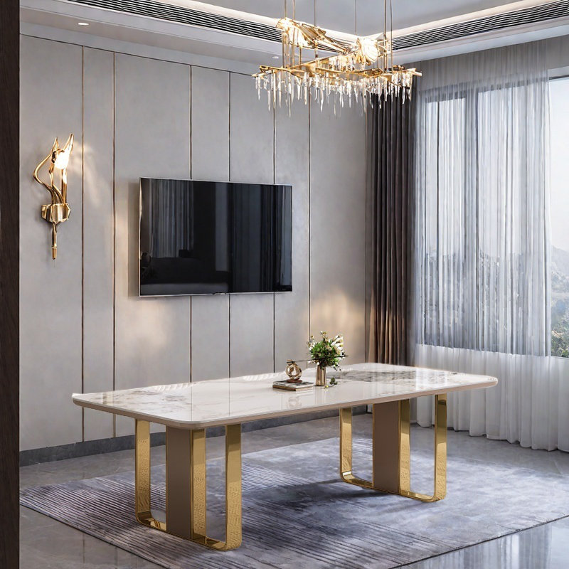 Everly Quinn Stylish Table with Durable Slab Top and Metal Legs | Wayfair