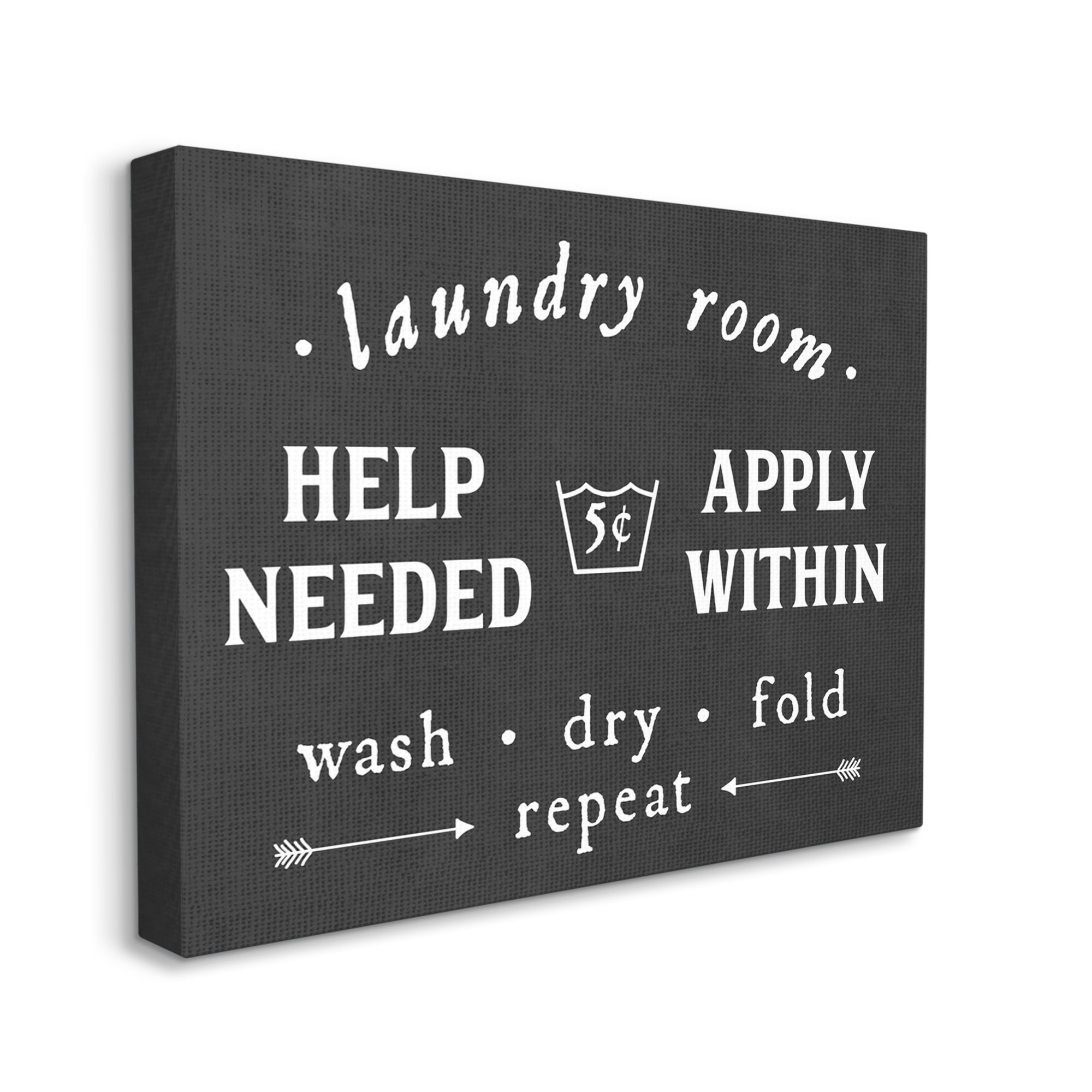 Stupell Industries Vintage Help Wanted Laundry Room Sign Black White ...