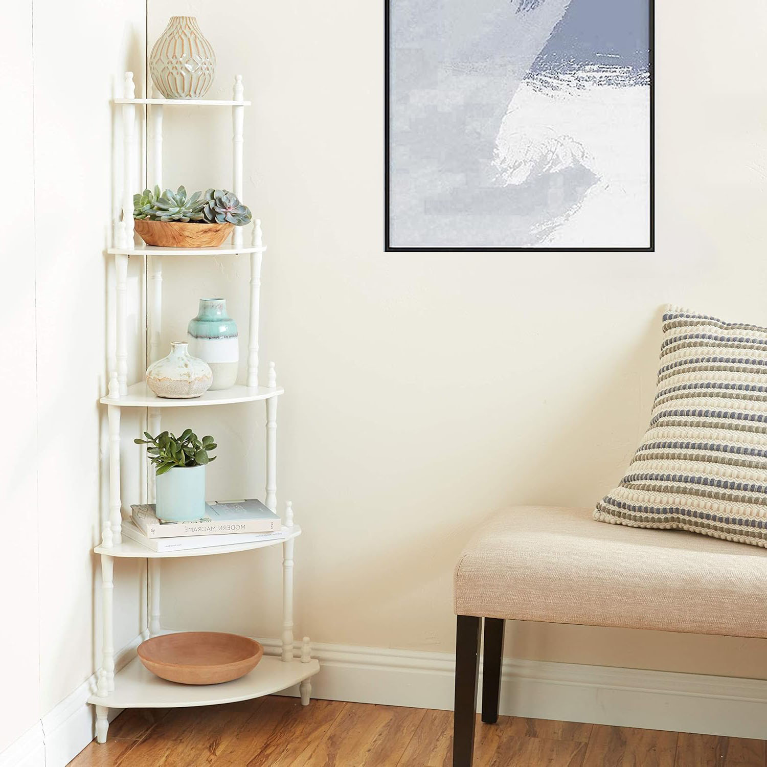 Latitude Run® 5-Tier Corner Stand, White | Wayfair