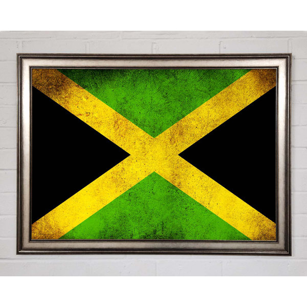 Ebern Designs Jamaican Grunge Flag - Single Picture Frame Print ...