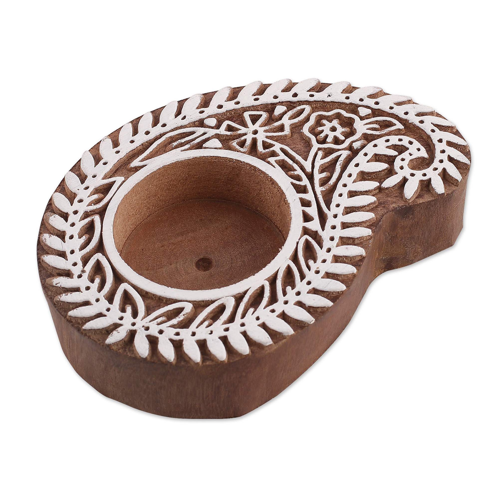 Bungalow Rose Handmade Paisley Glow Wood Tealight Candle Holder | Wayfair