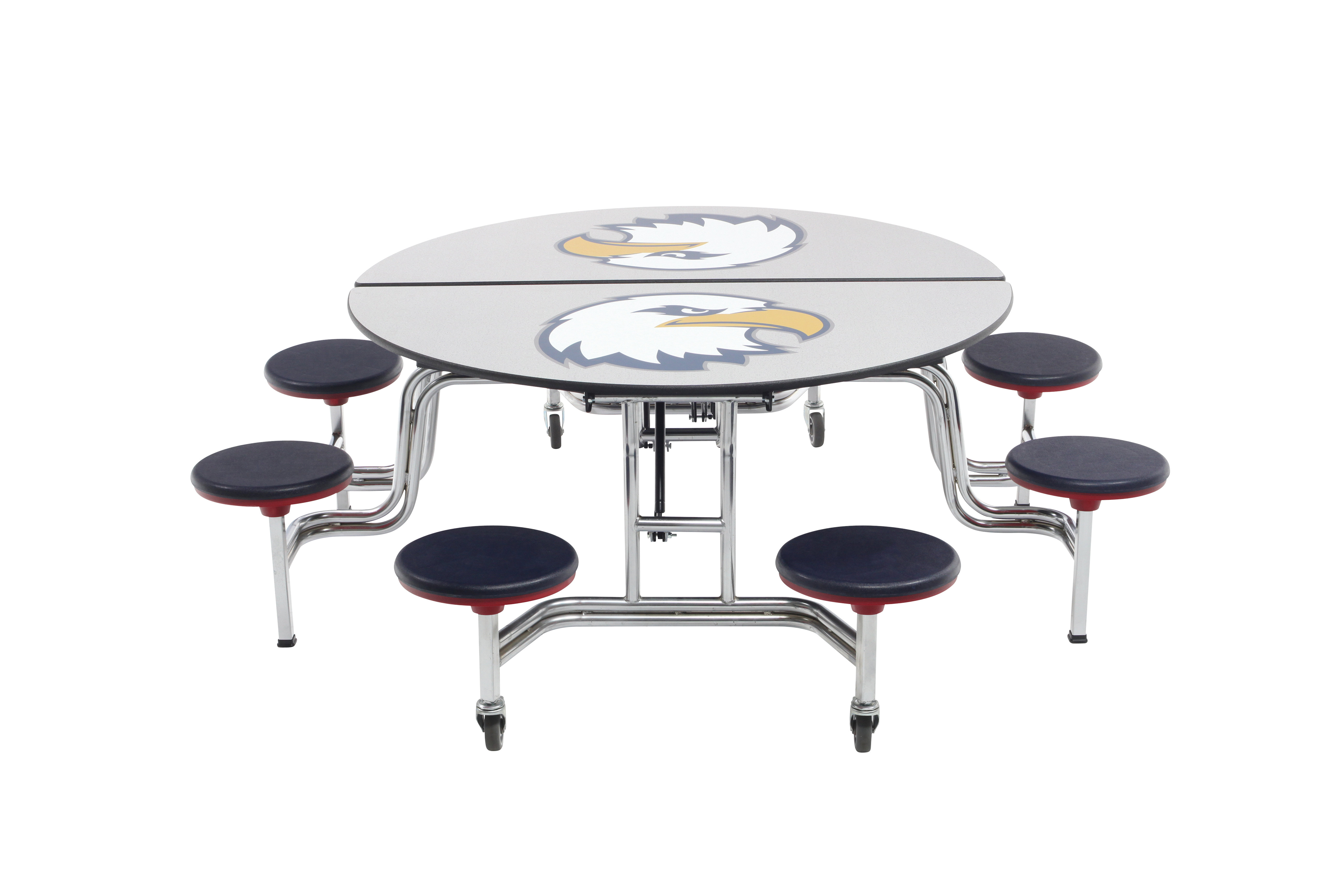 AmTab Manufacturing Corporation 60" Circular Stool Cafeteria Table ...
