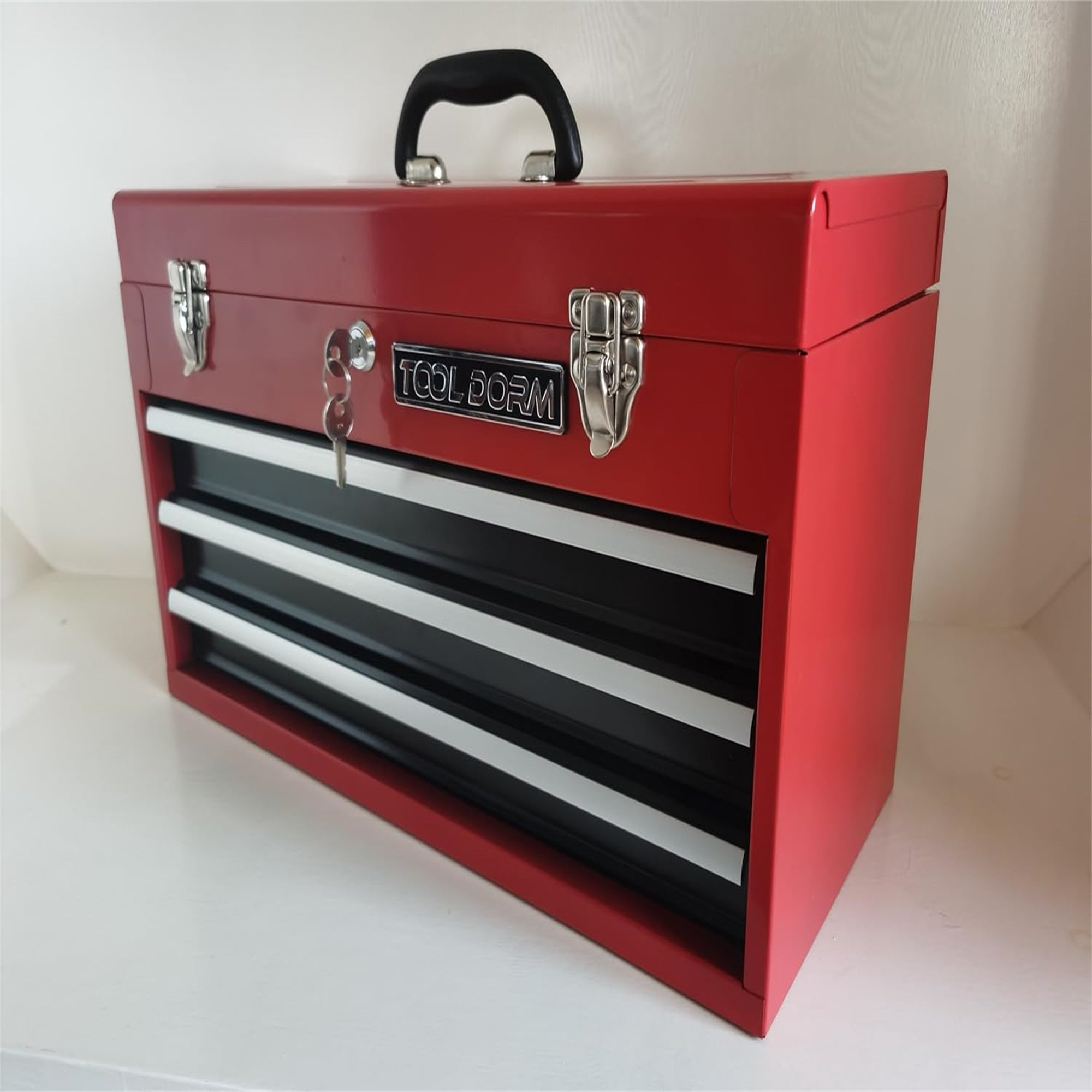 Latitude Run® 20.3-Inch Metal Toolbox With Drawers Portable Steel Metal ...