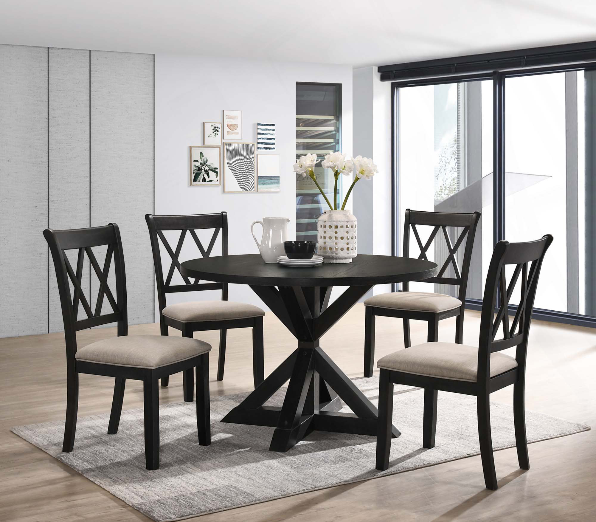 August Grove® Windvale Cross-Buck Wood 5-Piece Dining Set | Wayfair