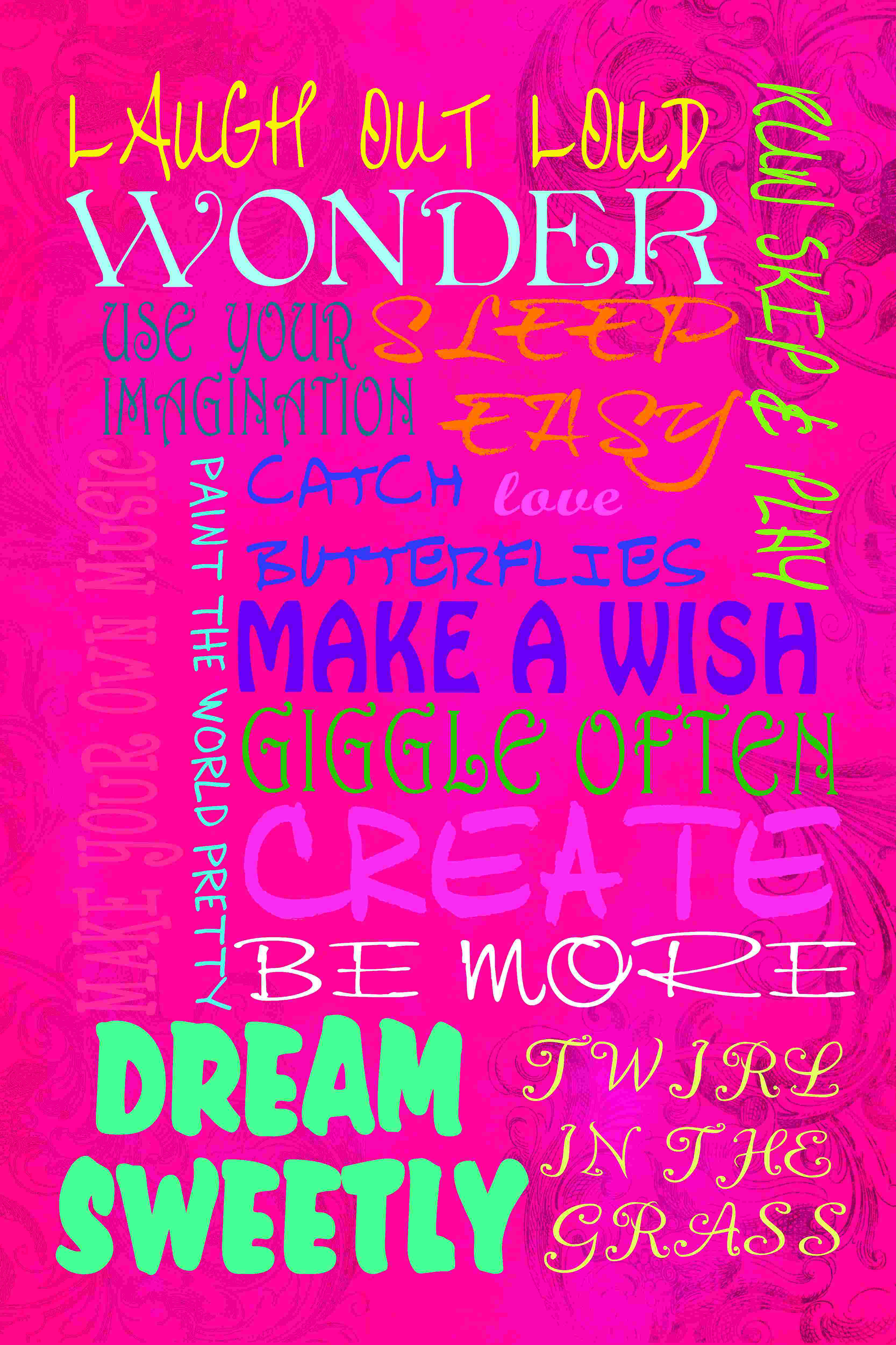 Trinx Girl Words - Wrapped Canvas Graphic Art | Wayfair