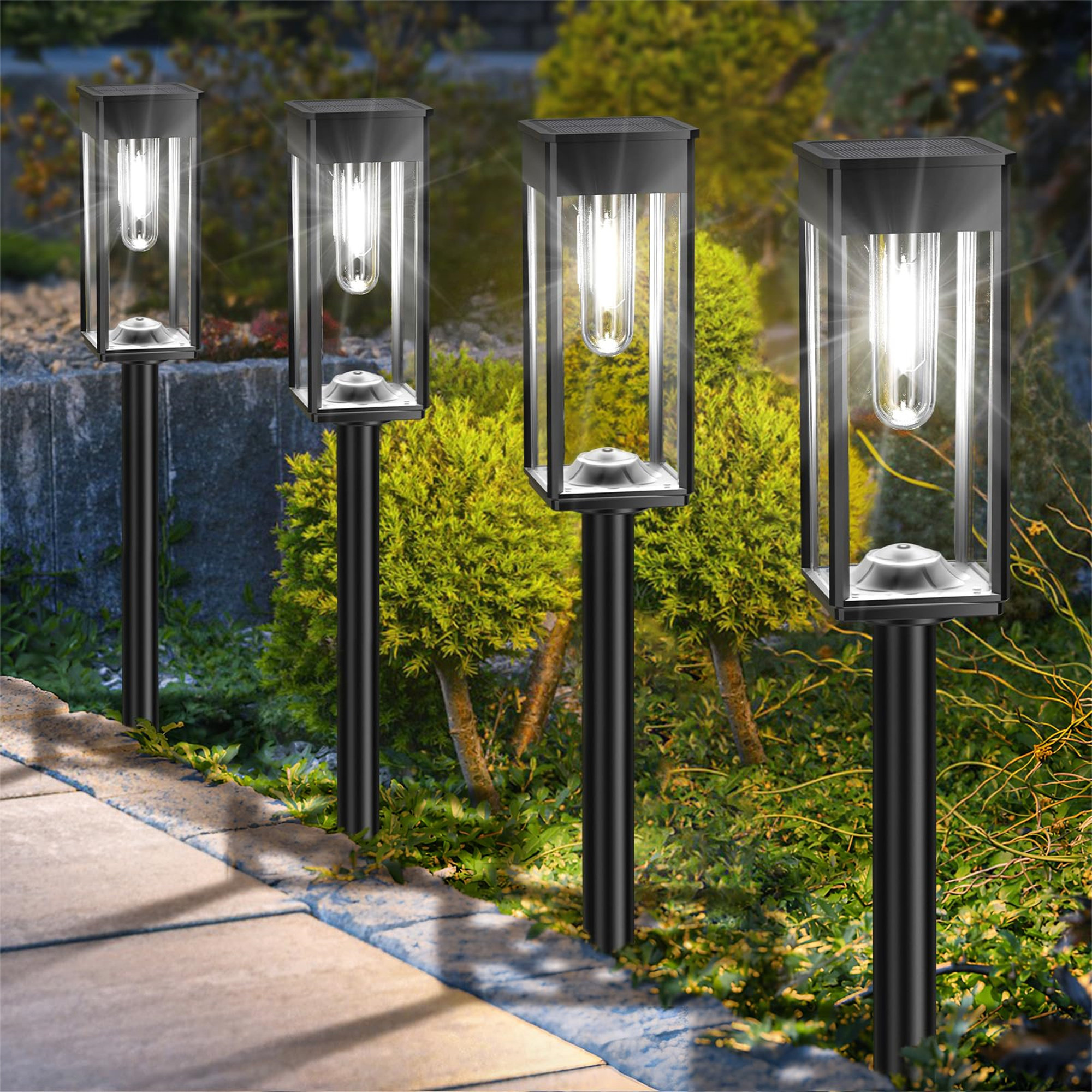 Blooming Cool White Solar Powered Integrated LED Pathway Light | Wayfair