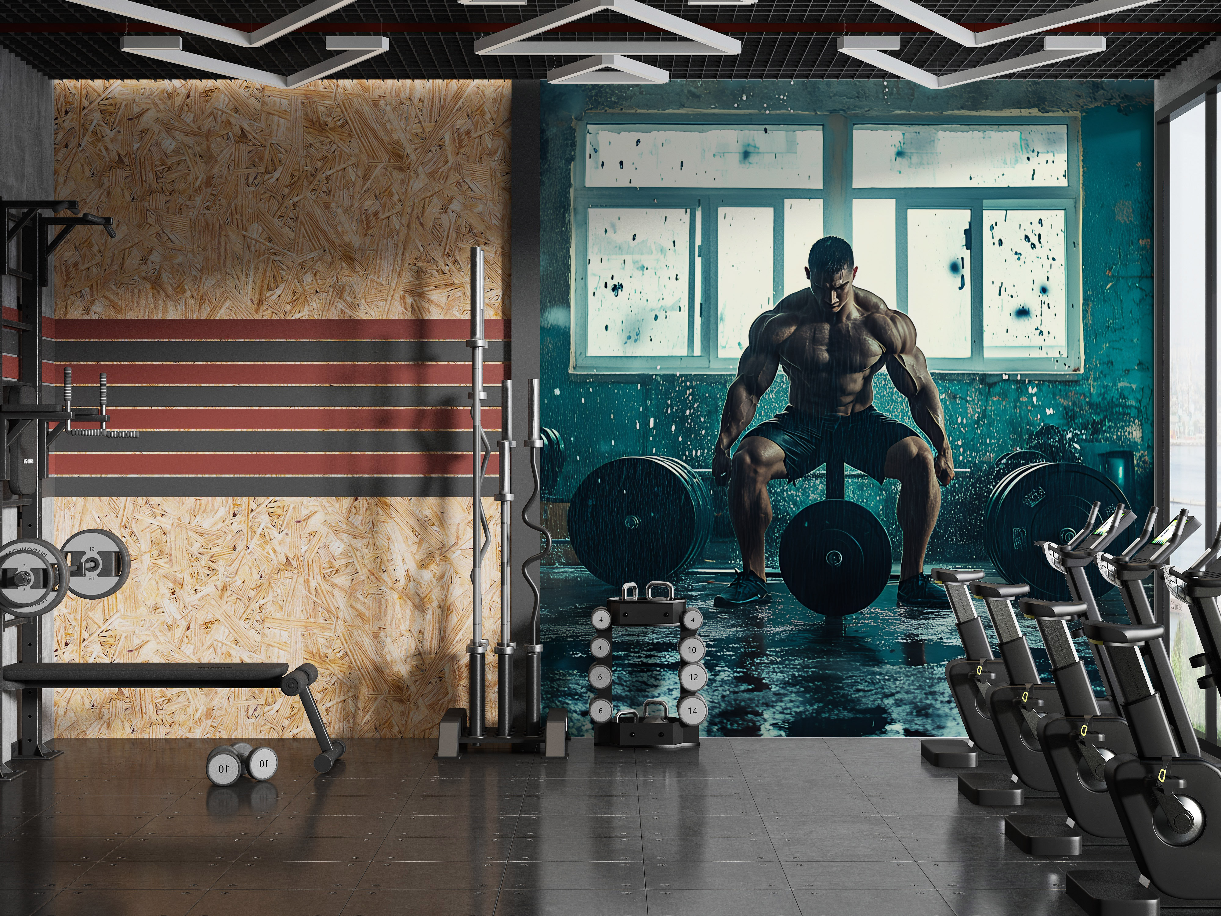 17 Stories Intense Gym Training Wallpaper – Gritty Bodybuilding Wall ...