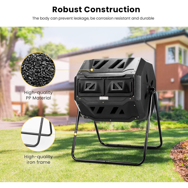 VIVOHOME 43 Gallons Gal. Plastic Outdoor Tumbler Composter with ...