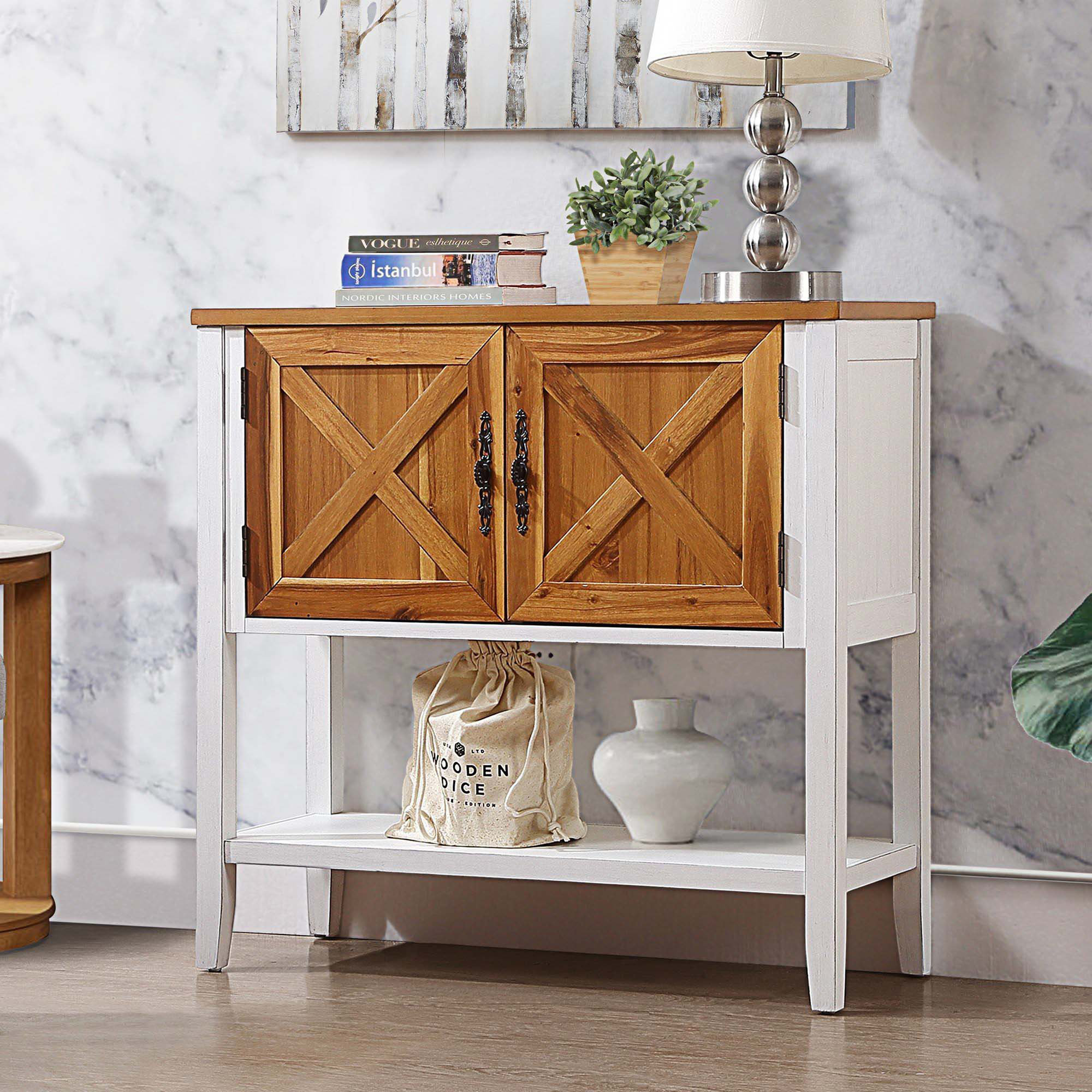 Breakwater Bay Ruma 35''Farmhouse Wood Buffet Sideboard Console Table ...