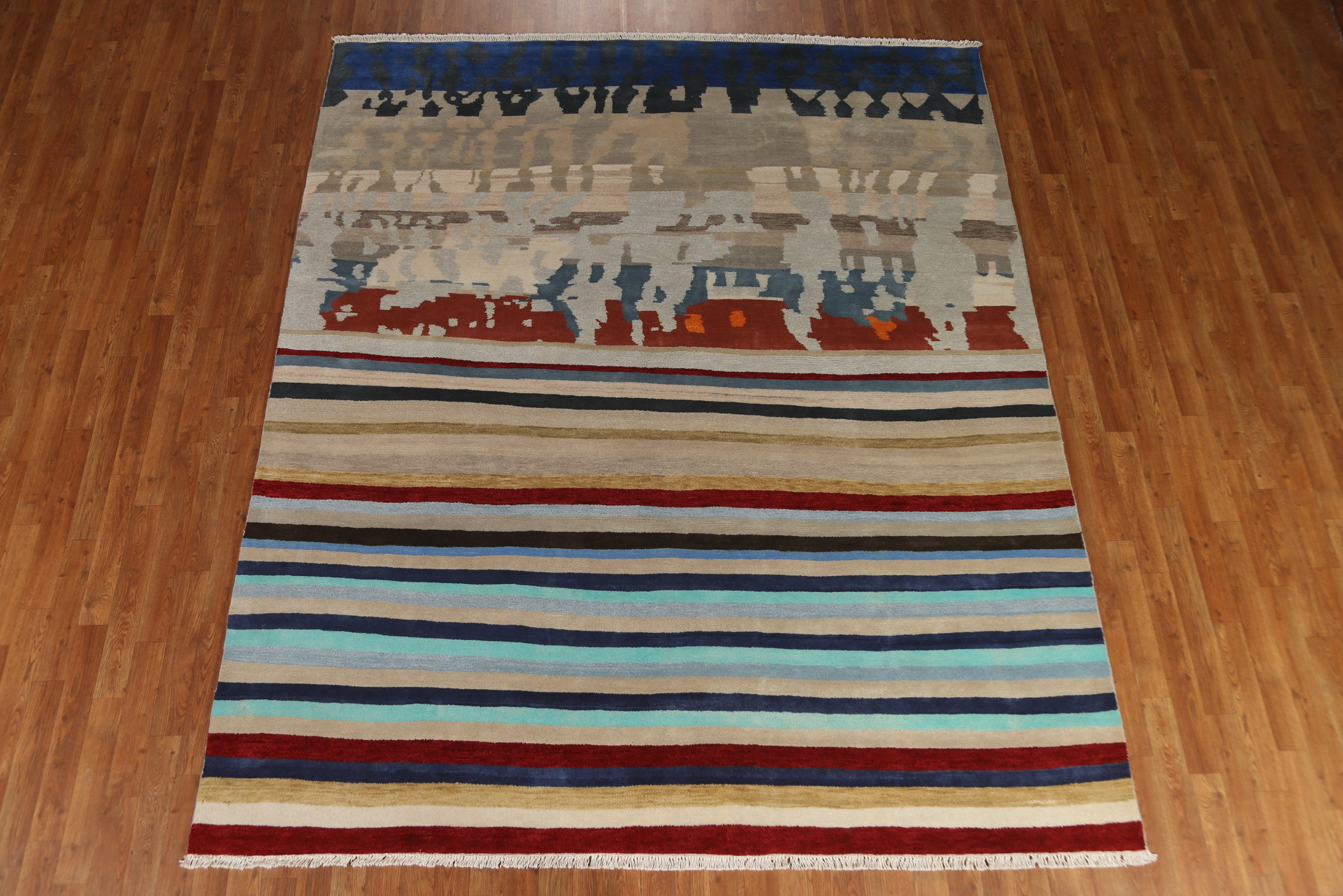 Hokku Designs Striped Gabbeh Indian Area Rug 8x9 | Wayfair