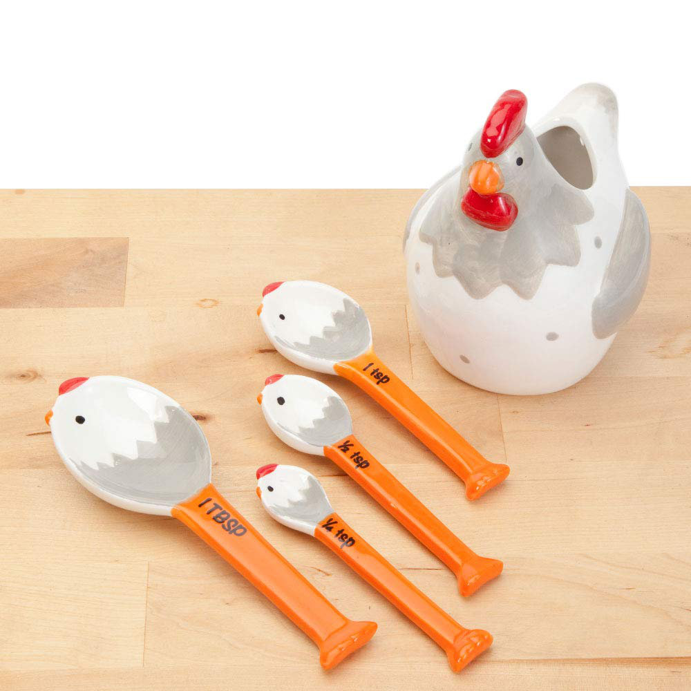 BOJUNTAN Ceramic Chicken Measuring Spoons - Whimsical, And Practical ...