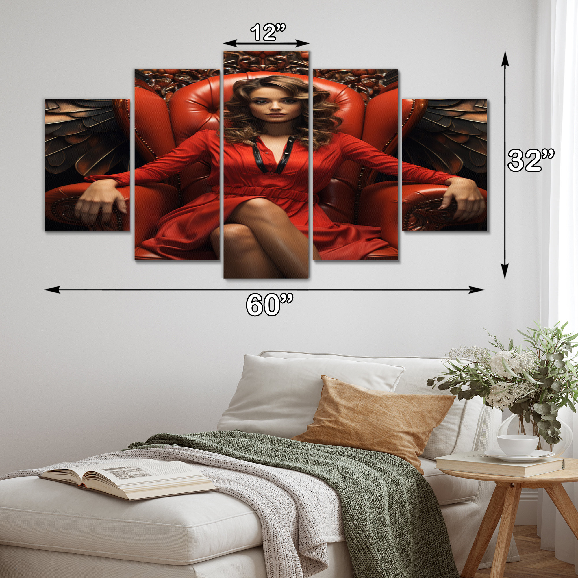 Design Art Red Queen Of Angel II - Fashion Woman Metal Wall Art Living ...
