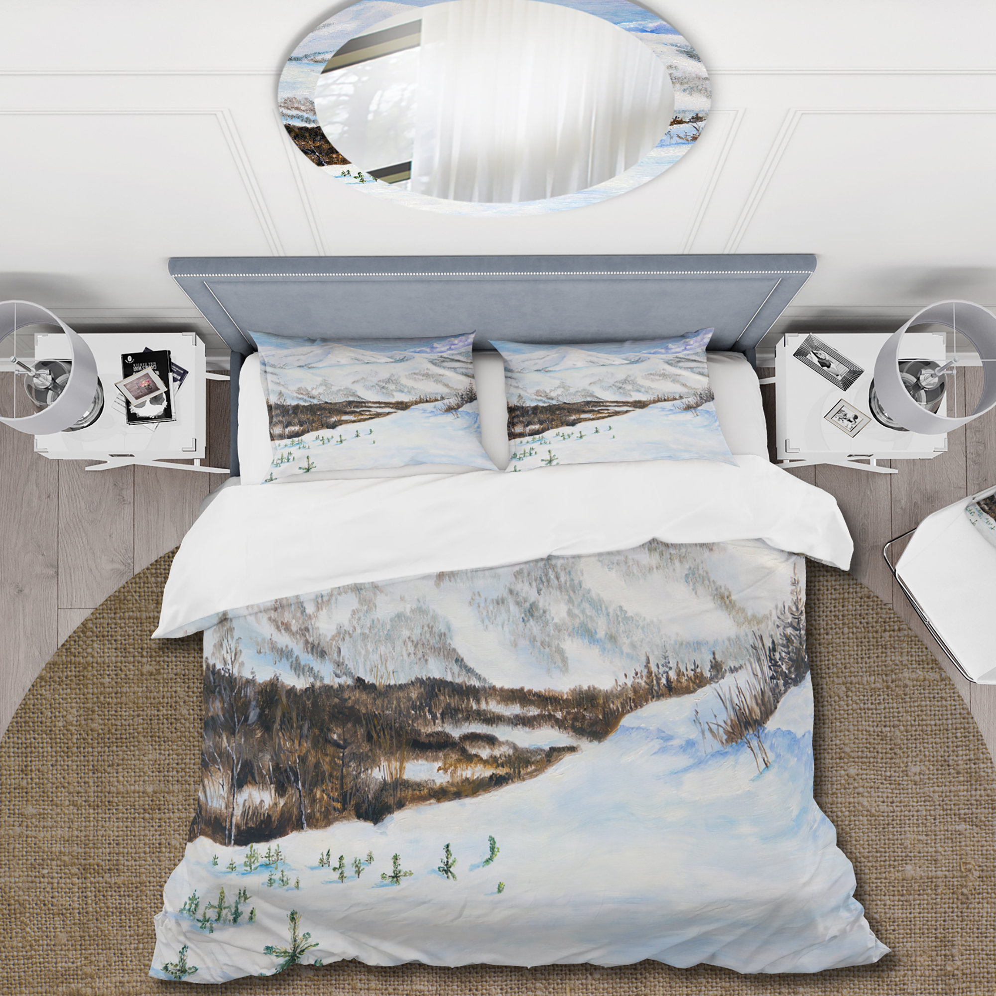 Design Art Winter Landscape With Snow-Capped Mountains - Traditional ...