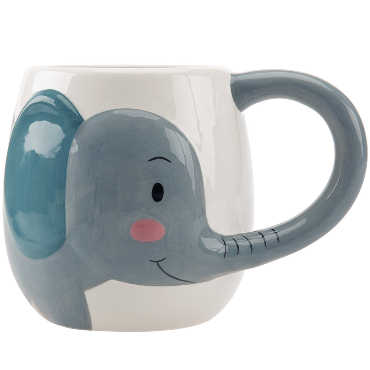 Indigo Safari Elephant Coffee Mug with Trunk Handle | Wayfair