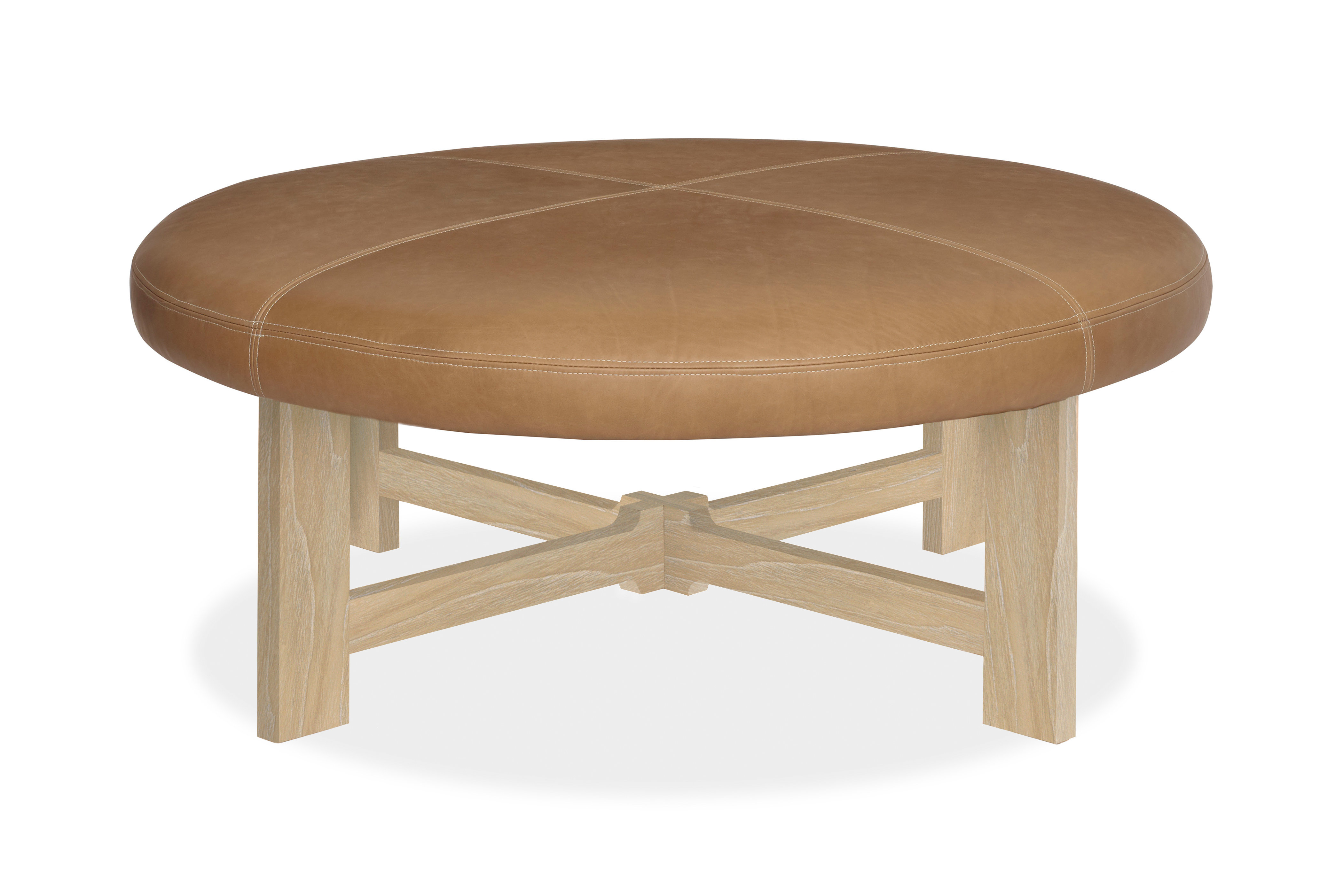 Brownstone Furniture Nelson 46 Genuine Leather Round Cocktail Ottoman