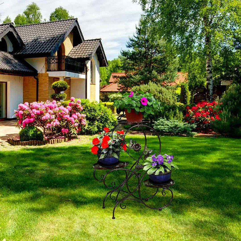 Alcott Hill 3 Tier Tall Plant Stand Outdoor Flower Stand Flower Pot ...