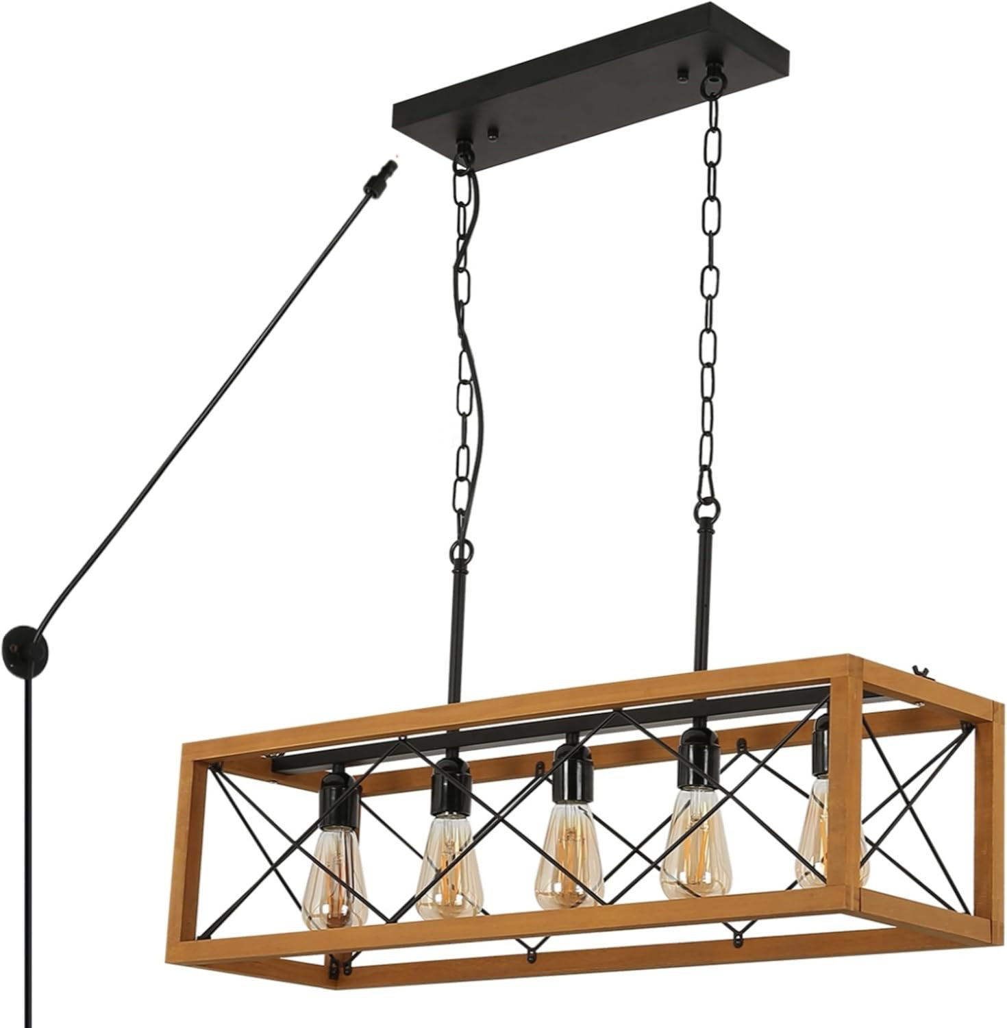Mercer41 Wooden Linear Rectangular Pendant Light | Wayfair