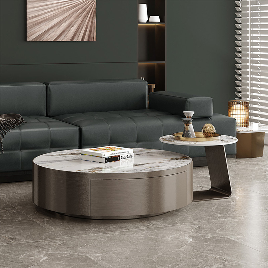 The Invincibles home Italian simple round rock plate coffee table | Wayfair
