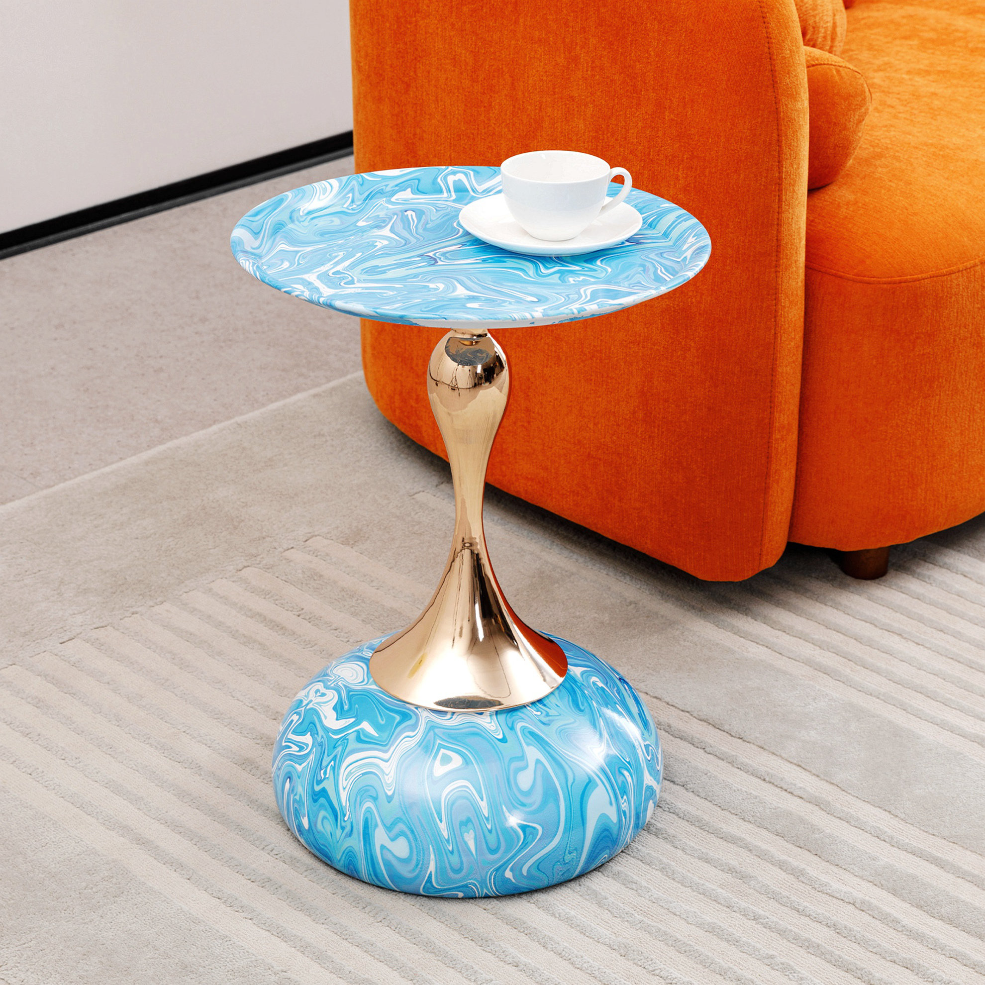 Mercer41 Mermaid Tail Pedestal Accent End Table, Modern Round Martini ...
