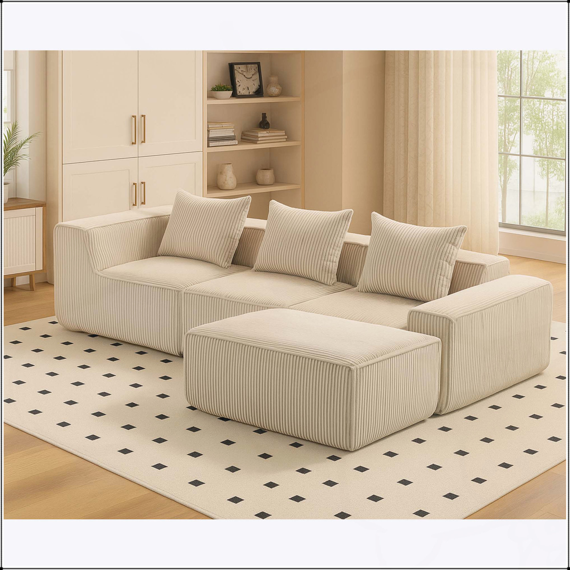 Ivy Bronx Modular Compression Sofa with Luxurious Corduroy, Freely ...