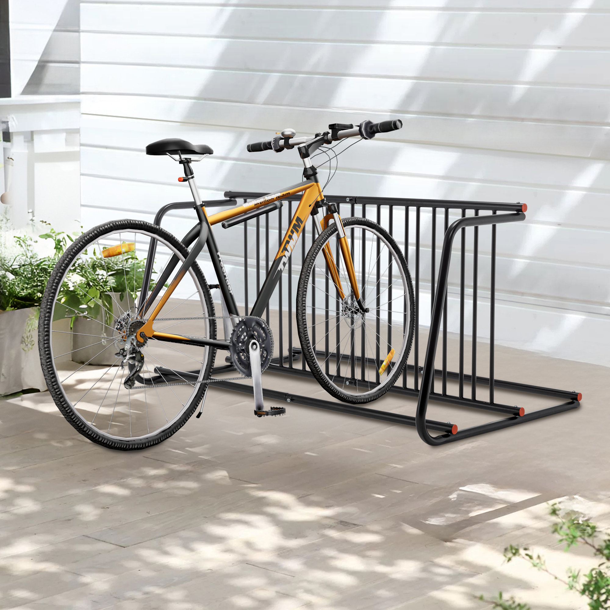 Arlmont & Co. Bike Floor Bike Rack, Easy - Assembly Modern Metal Double ...