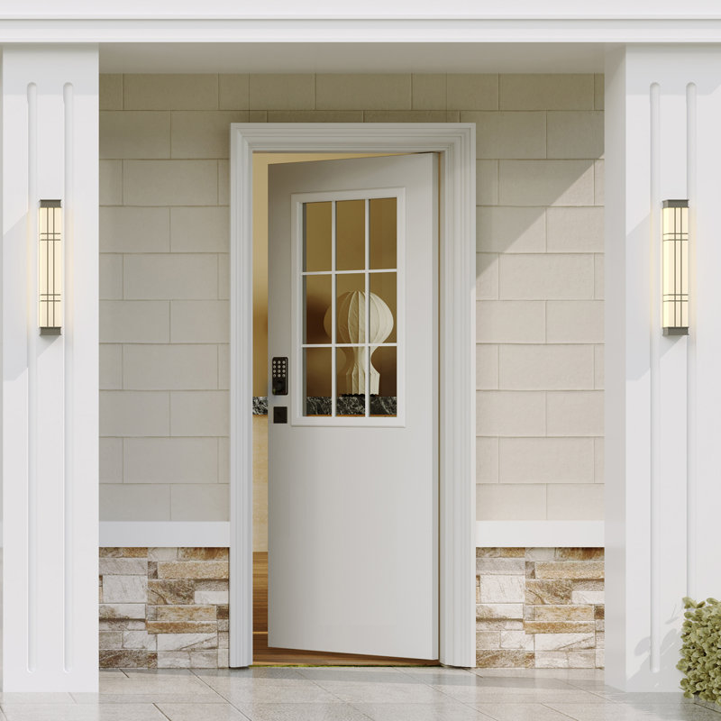 DOOOLI Entry Door Slab With Keypad & Keyed Lock – 9-Lite Clear Glass ...