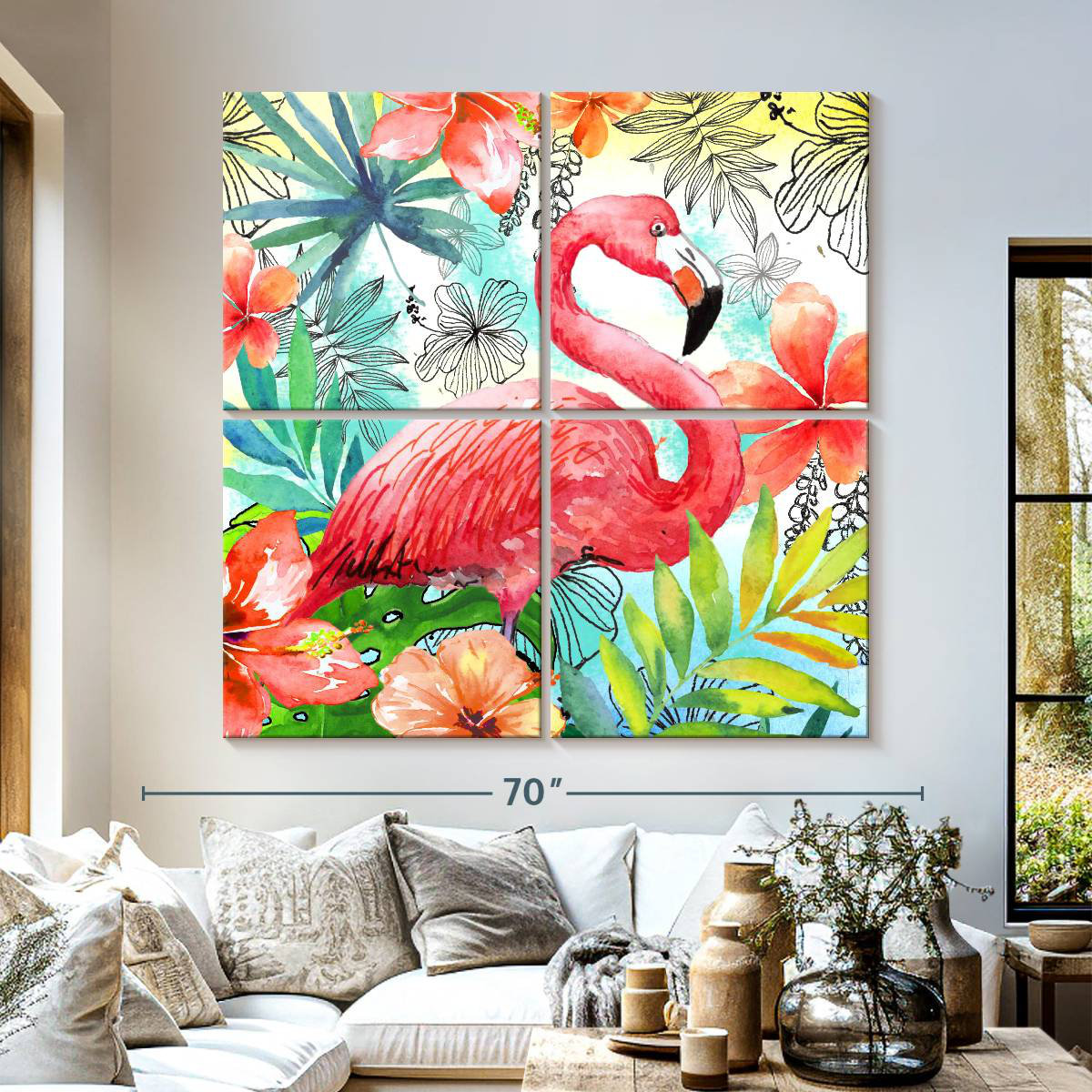 Ebern Designs Brampt Pink Flamingo Square | Wayfair