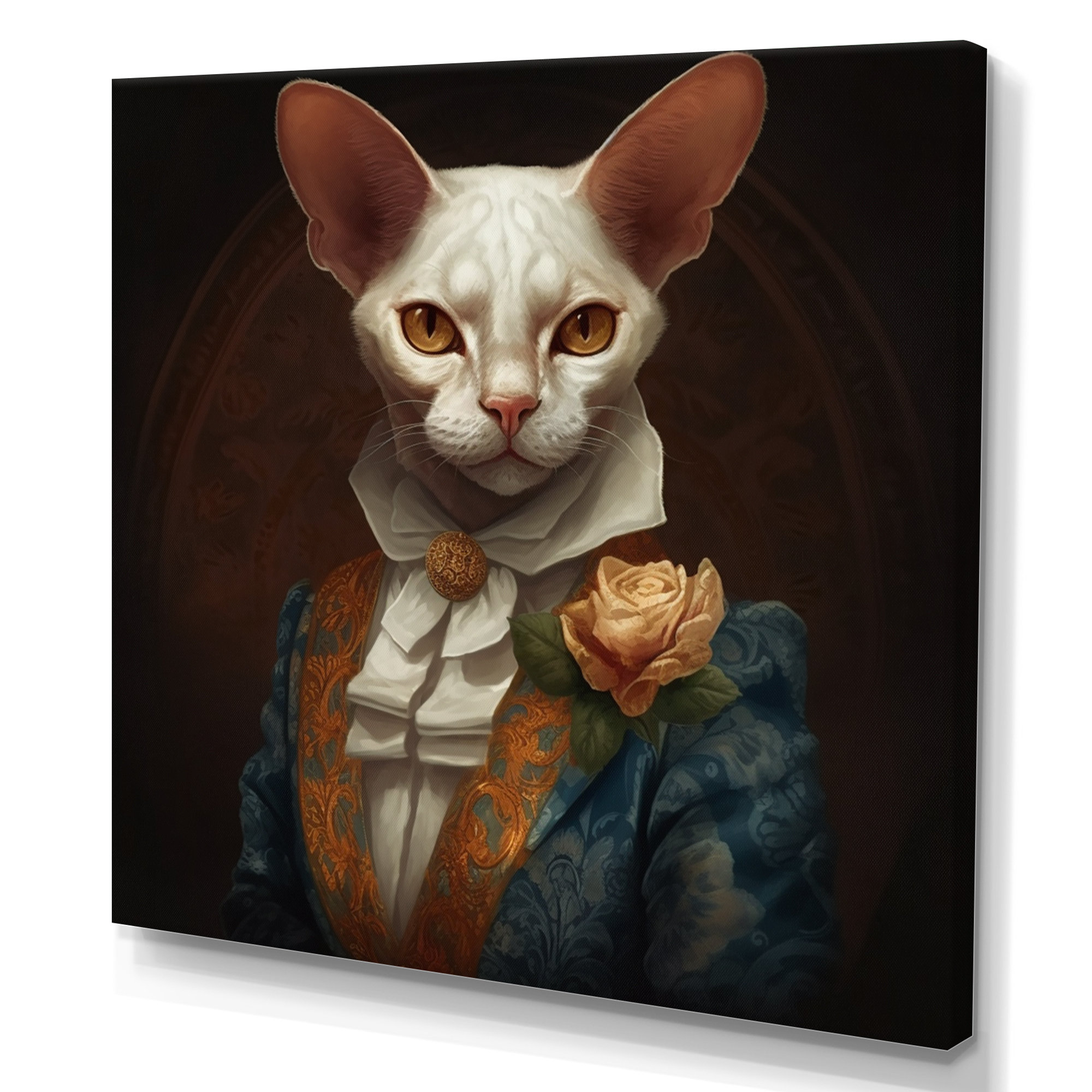 Trinx White Fancy Cat On Canvas Print | Wayfair