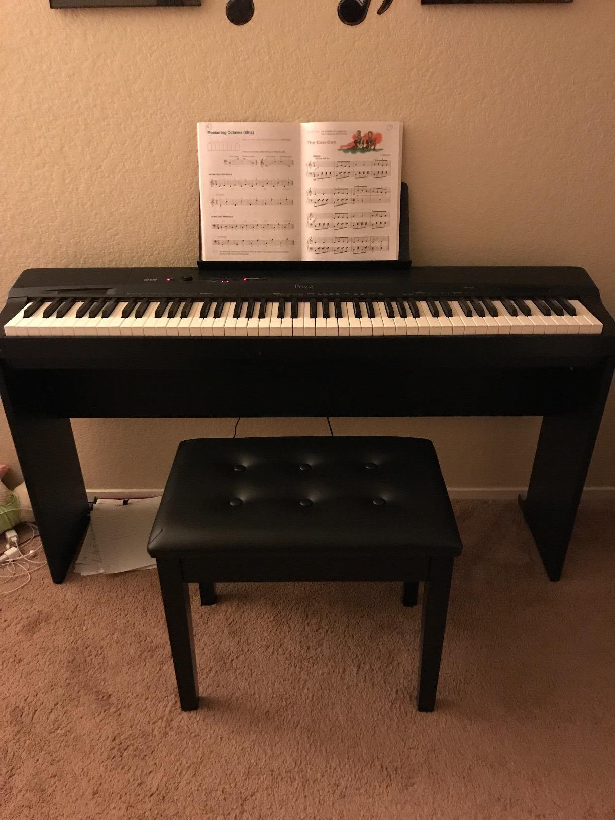 Lark Manor Piano Bench with Padded Cushion and Storage Compartment ...
