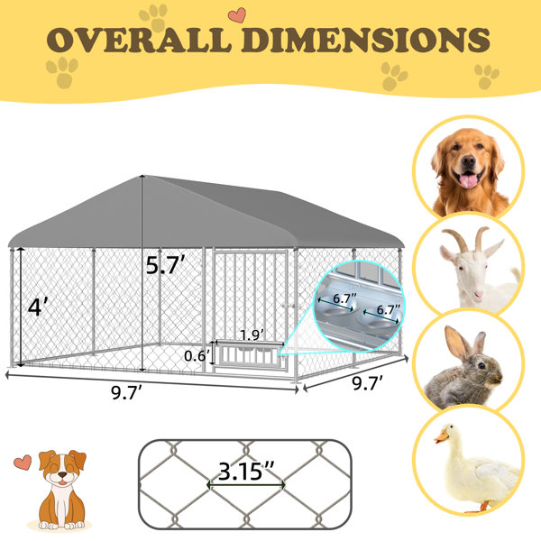 EROMMY 10'x10' Outdoor Dog Kennel, Heavy Duty Large Dog Kennels With ...