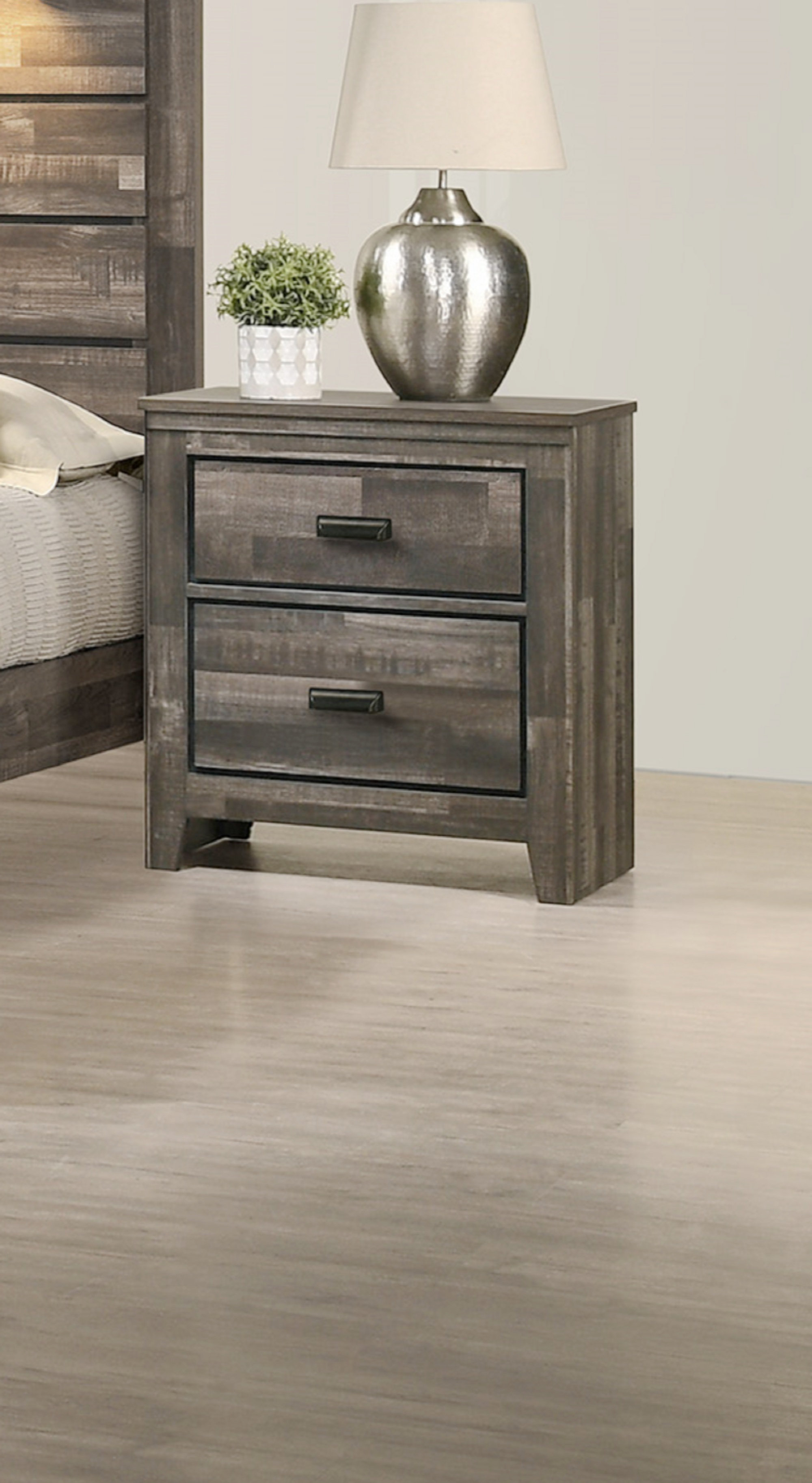 Foundry Select Contemporary 2-Drawer Nightstand End Table Two Storage ...