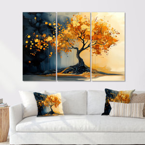 Latitude Run® Gold And Blue Cherry Tree Silhouette II - Tree Cherry ...